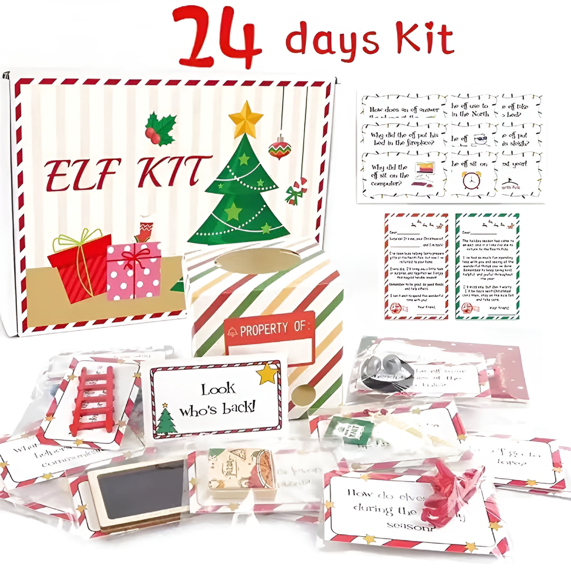 BESTSKY Elf Kit 24 Days of Christmas,Fun Elf Activities Props,Christmas ...