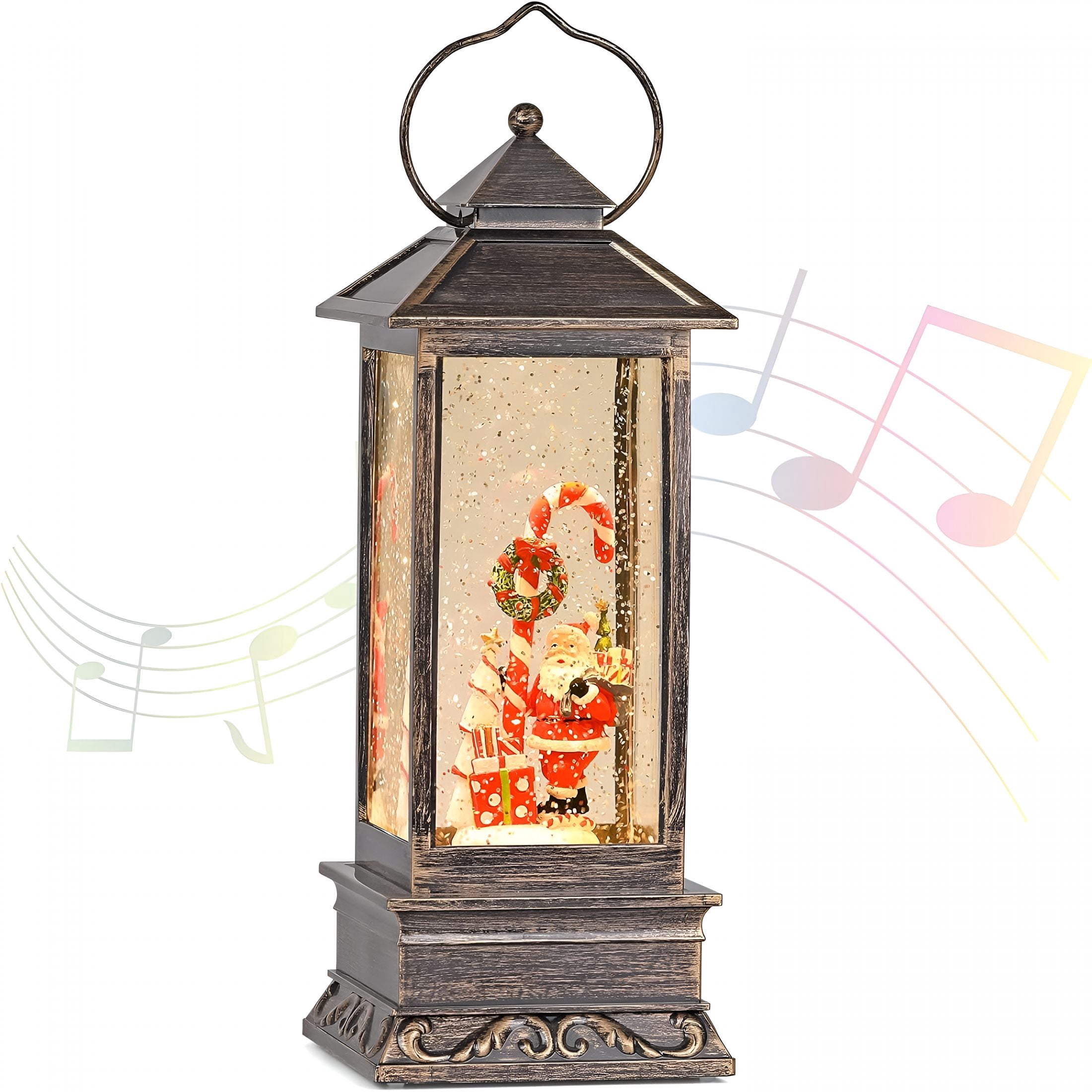 BESTSKY Fall Snow Globe Lantern,Thanksgiving Lighted Lantern,Swirling ...