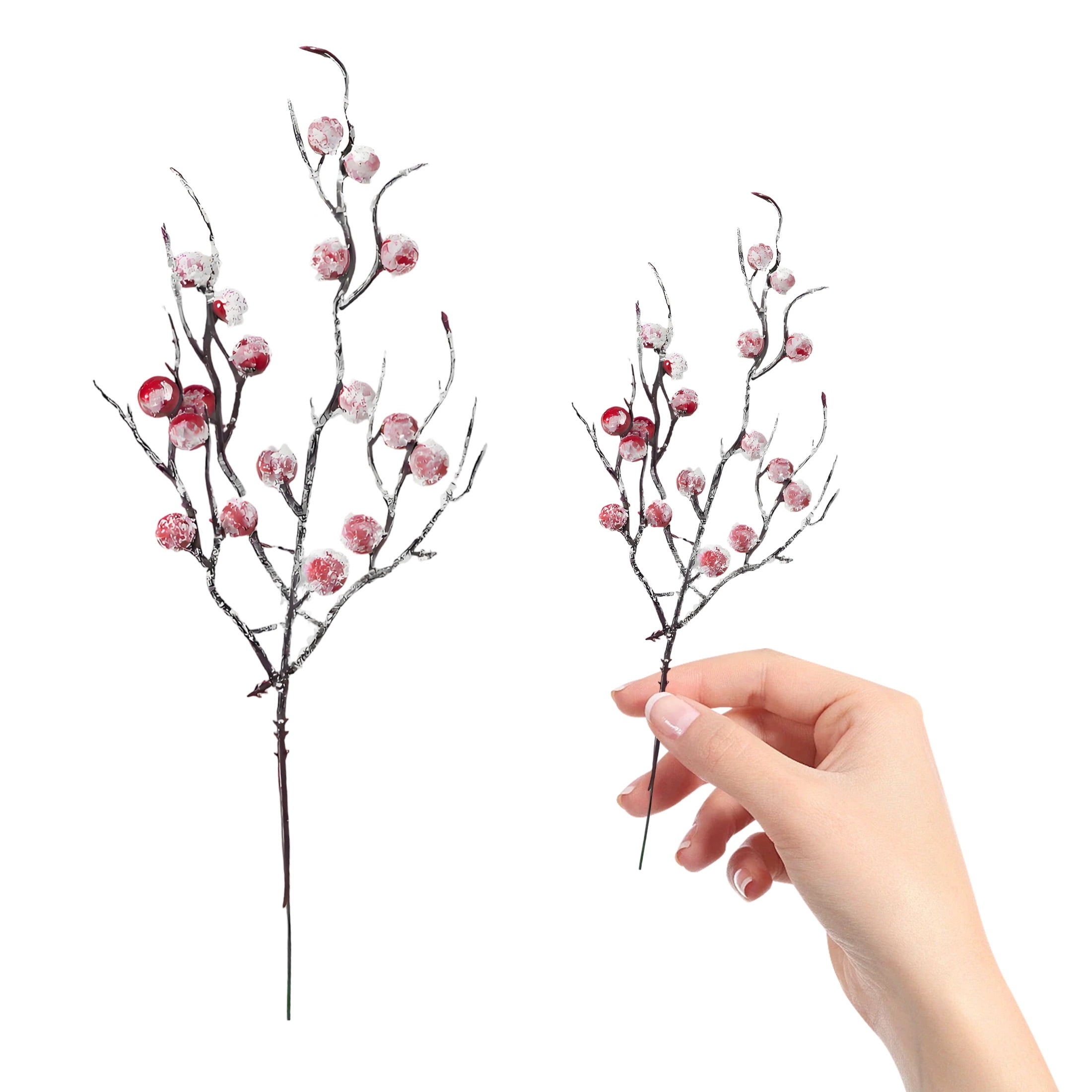 BESTSKY Faux Flowers,Lifelike Red Sprigs Artificial Berry Stems ...