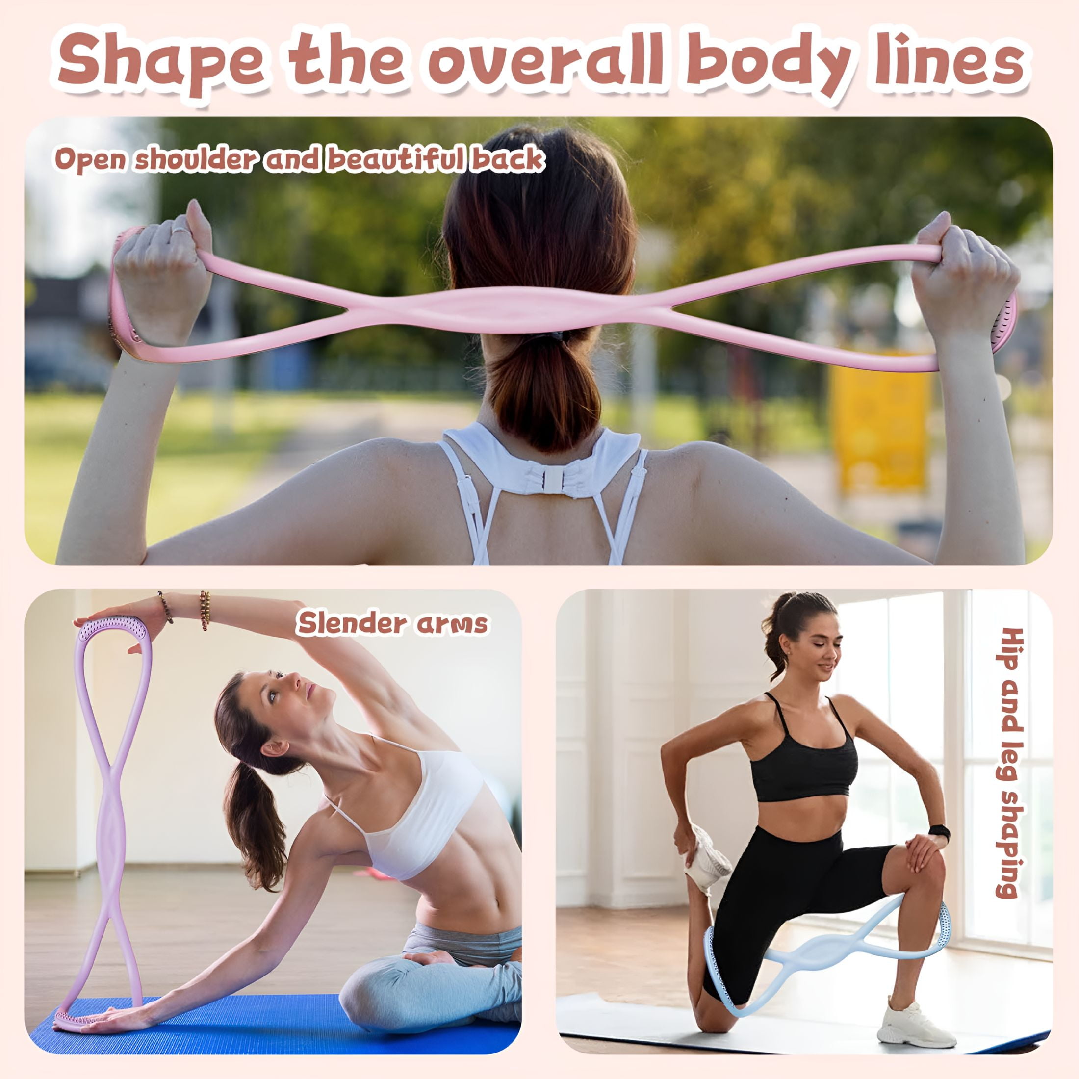 BESTSKY Figure 8 Resistance Bands for Women 25 lbs 8 Shaped Exercise ...