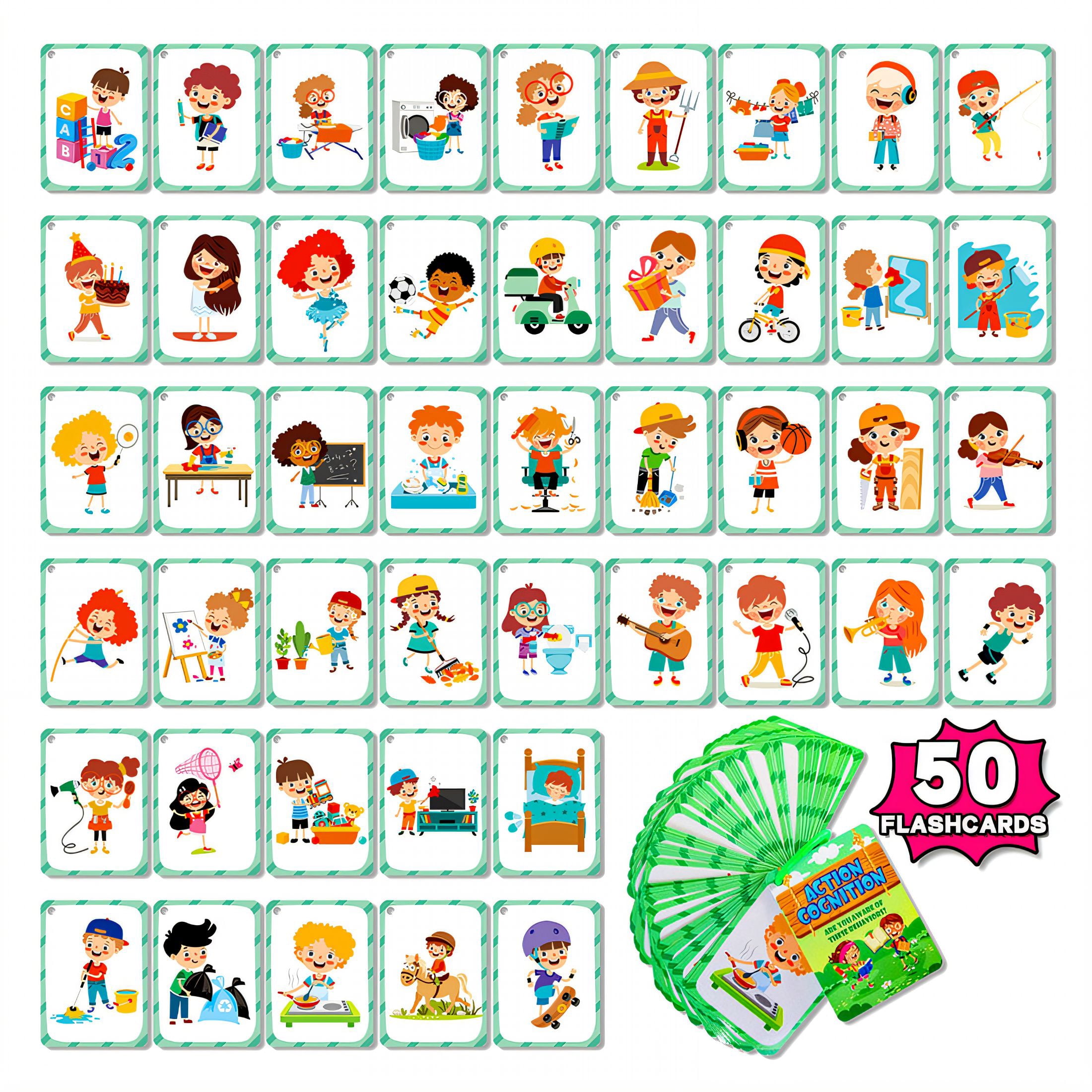 BESTSKY Flash Cards,Behavior Flash Cards for Toddlers,Double-Sided ...