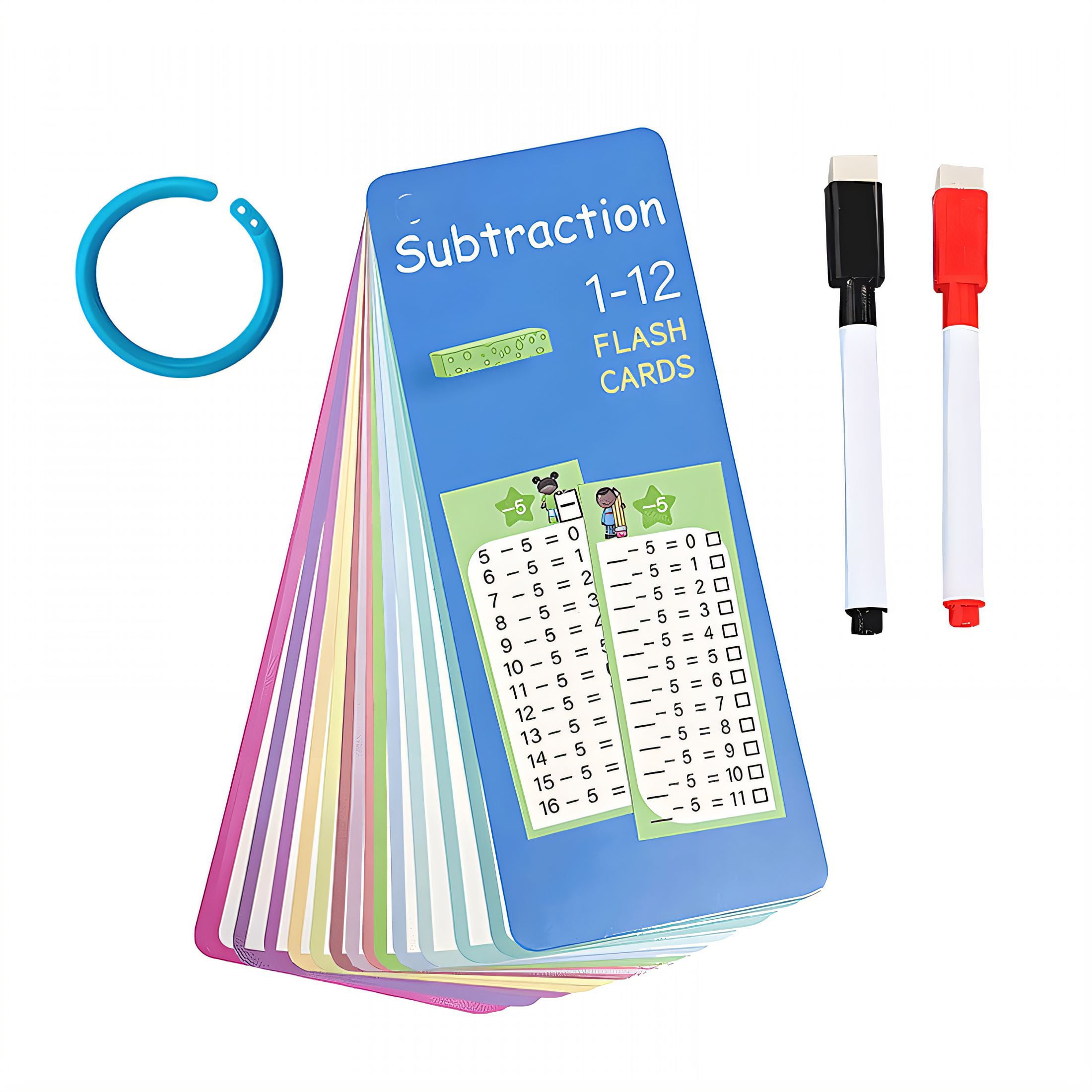 BESTSKY Flash Cards,Mathematical Subtraction Toddler Flash Cards,Double ...
