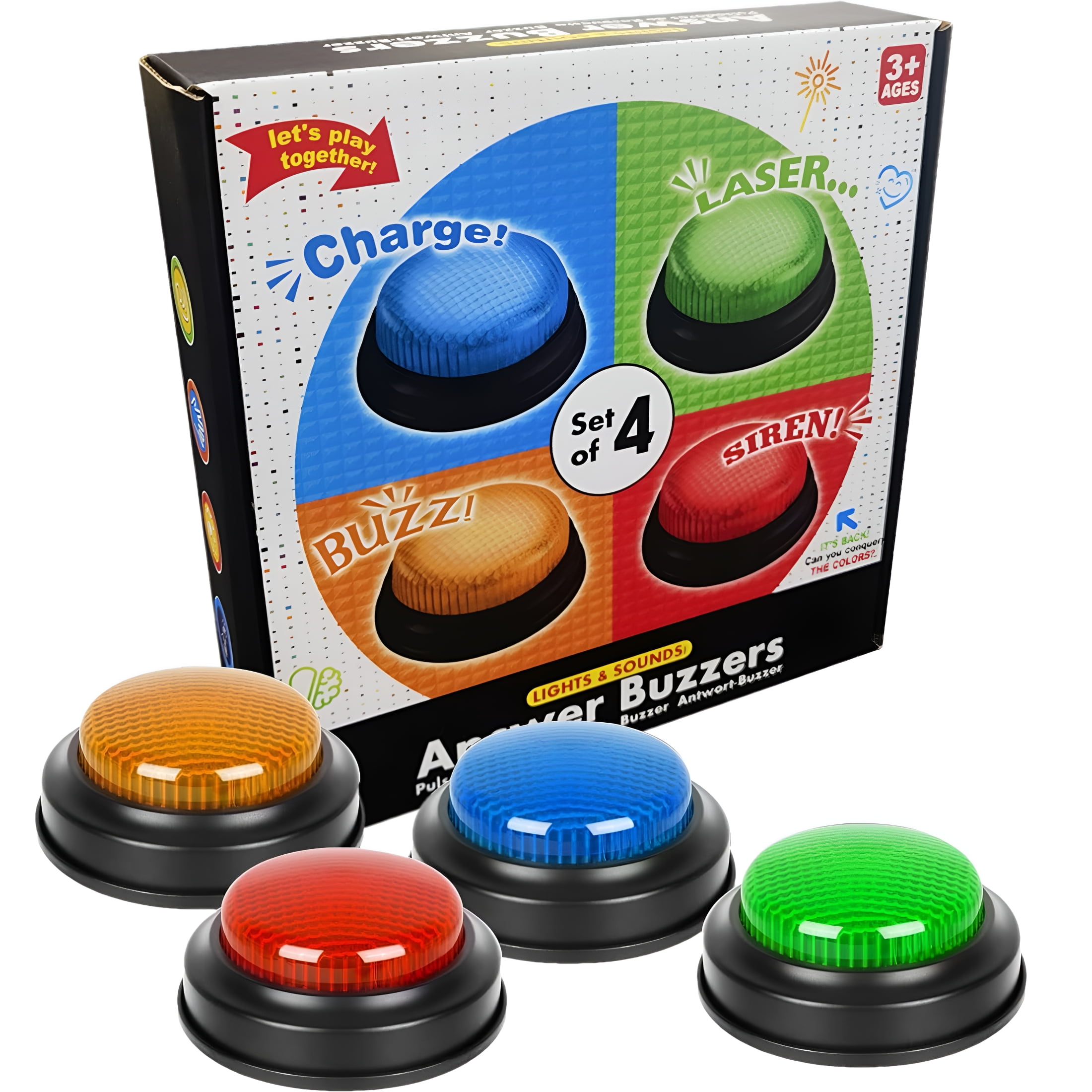 BESTSKY Game Show Buzzers - Buzzers for Games | Set of 4 Learning ...