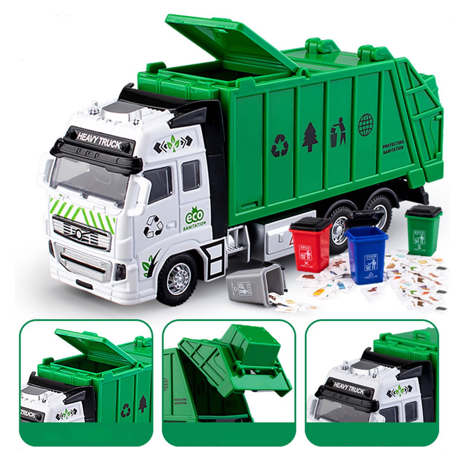 BESTSKY Garbage Truck Toys,Realistic Trash Truck Design Toy Garbage ...