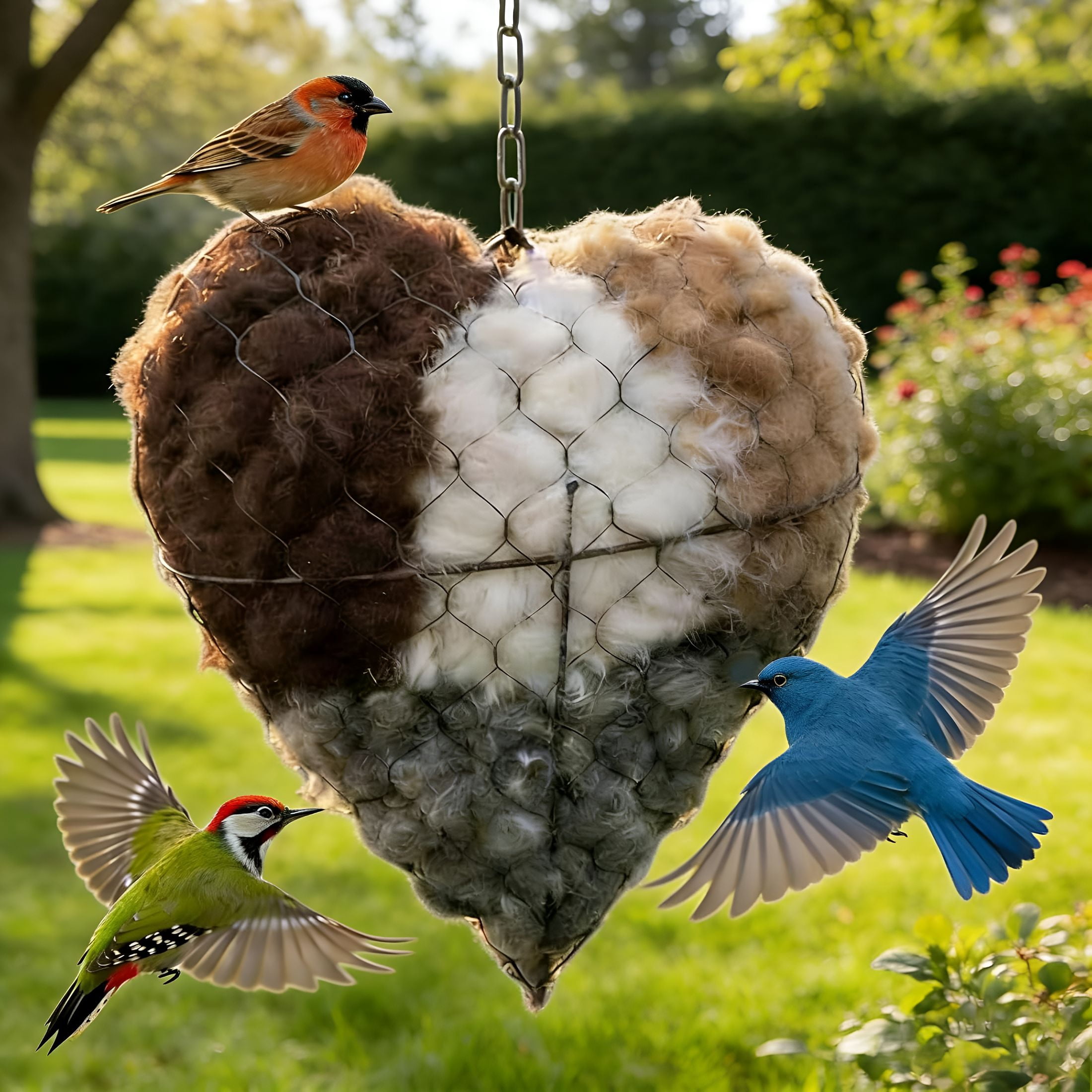 BESTSKY Handmade Fiber Bird Nesting Heart,Refillable Birds Nest ...