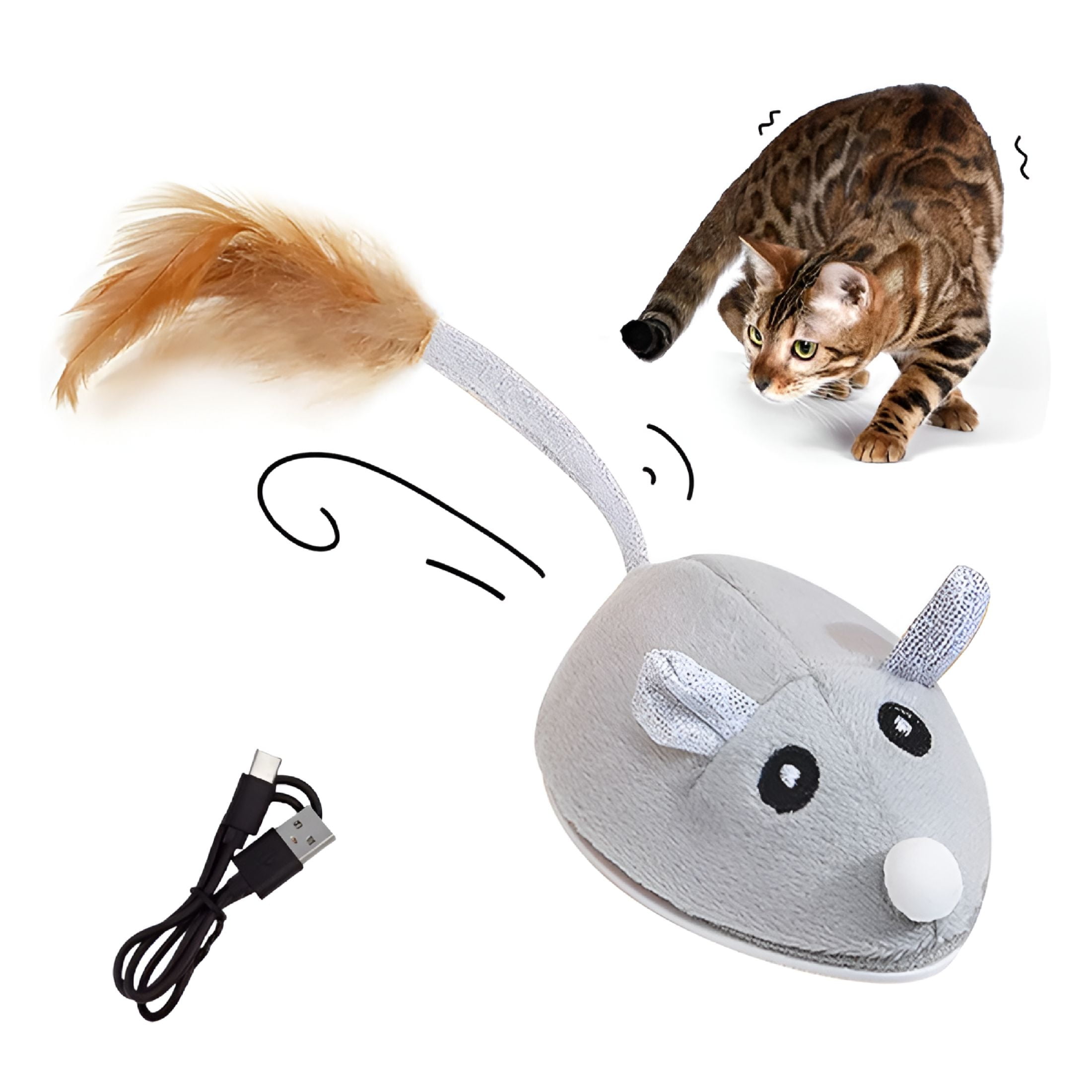 BESTSKY Interactive Cat Toys with Feather Tail Automatic Cat Toy Cat ...