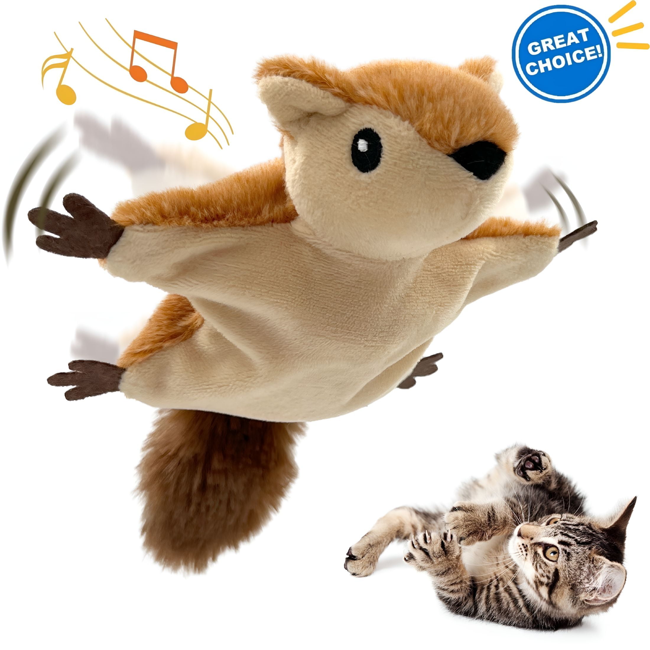BESTSKY Interactive Cat Toys Flapping Squirrel for Indoor Cats ...
