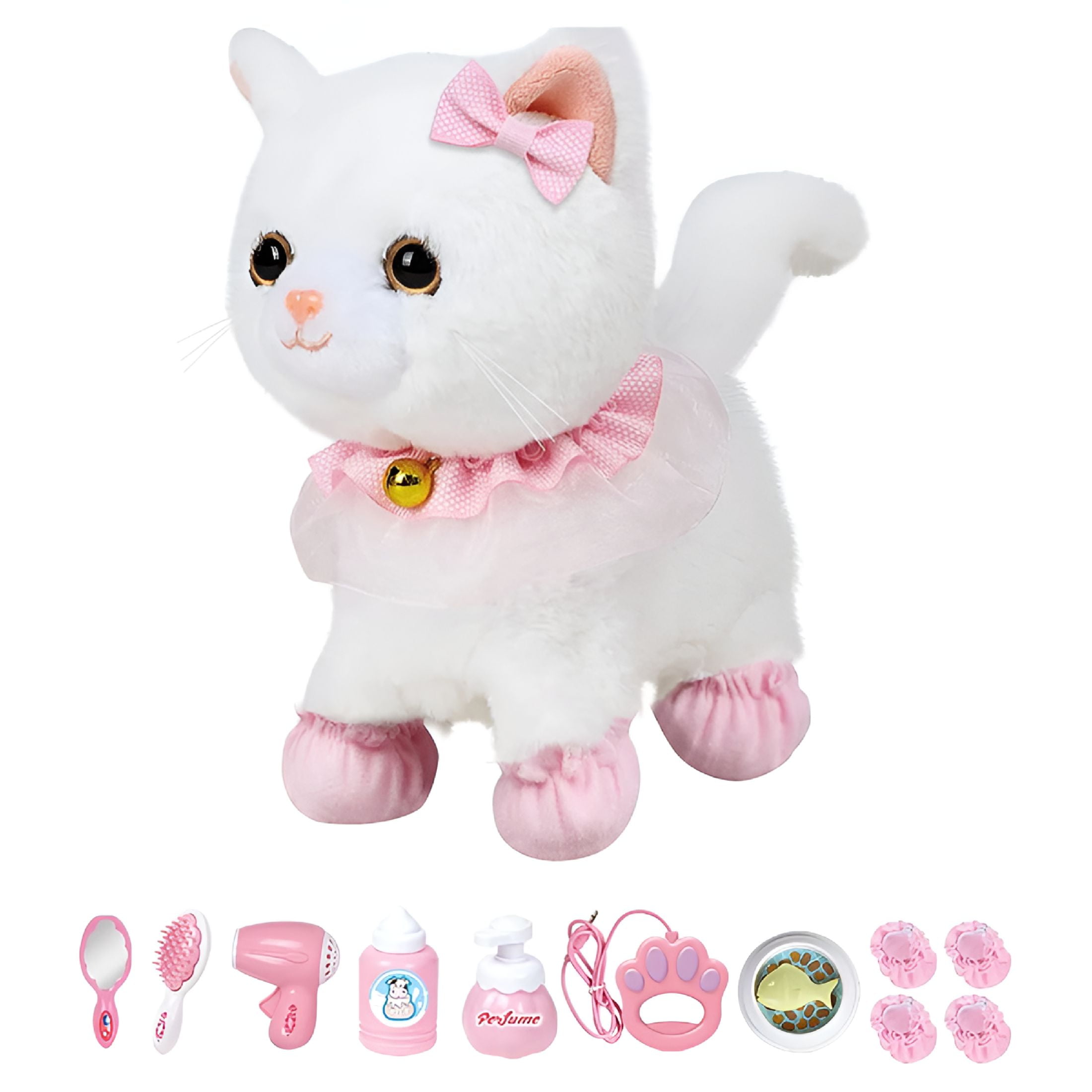 BESTSKY Interactive Plush Pet Cat,Electronic Plush Toy Cat with Remote ...