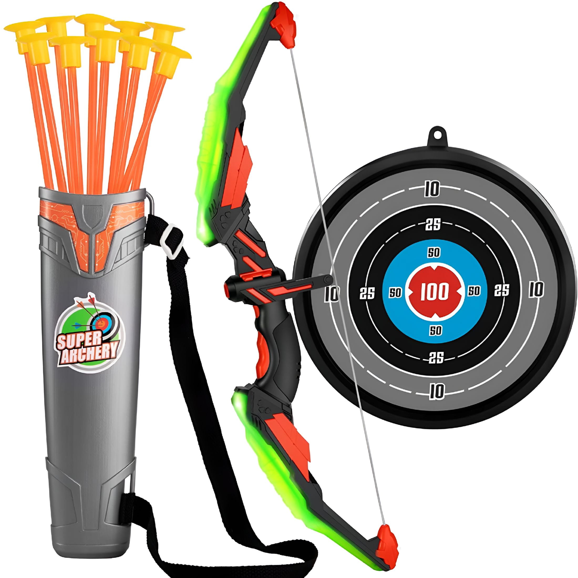 BESTSKY Kids Bow and Arrow Set - LED Light Up Archery Toy Set with 10 ...