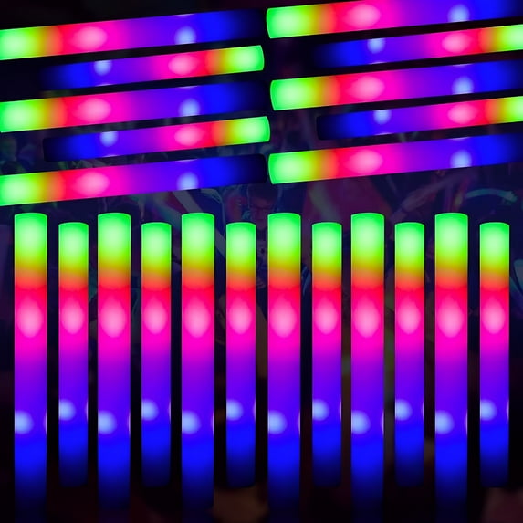 BESTSKY LED Foam Glow Sticks Flashing Glow Wands Party Light Up Rave ...