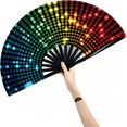 BESTSKY Large Folding Hand Rave Fan Popping Fan for Line Dancing ...