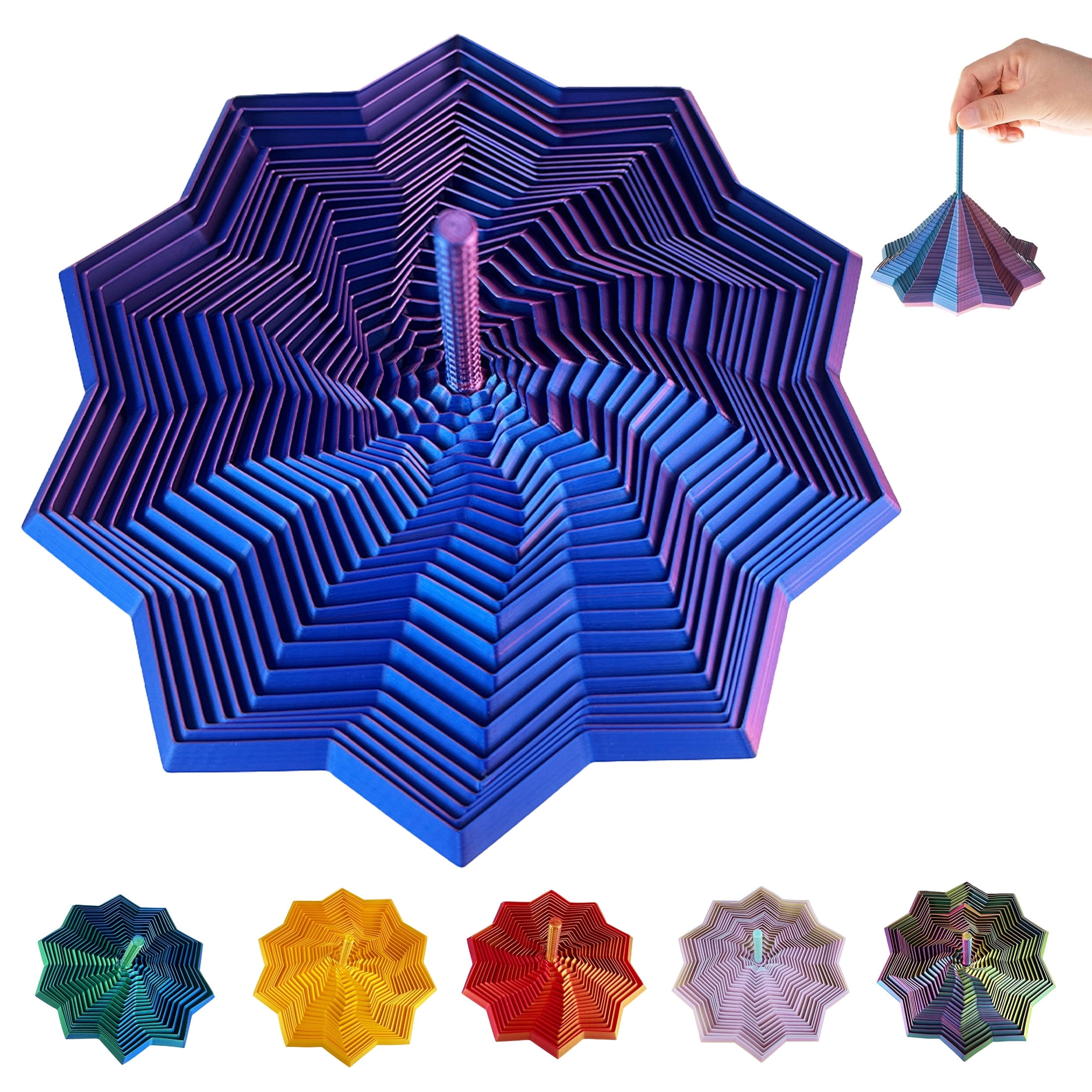 BESTSKY Large Sensory Fidget Star 7" Laser Blue-Purple,3D Printed ...