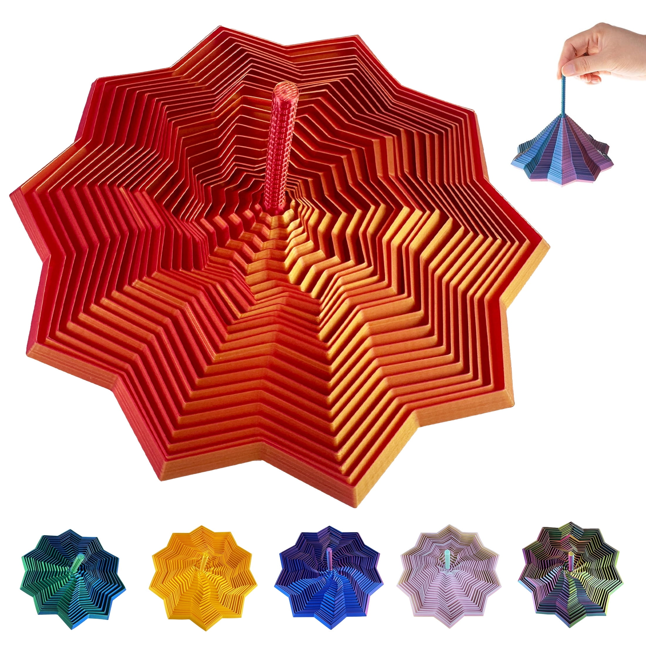 BESTSKY Large Sensory Fidget Star 7" Laser Red-Gold,3D Printed Fidgets ...