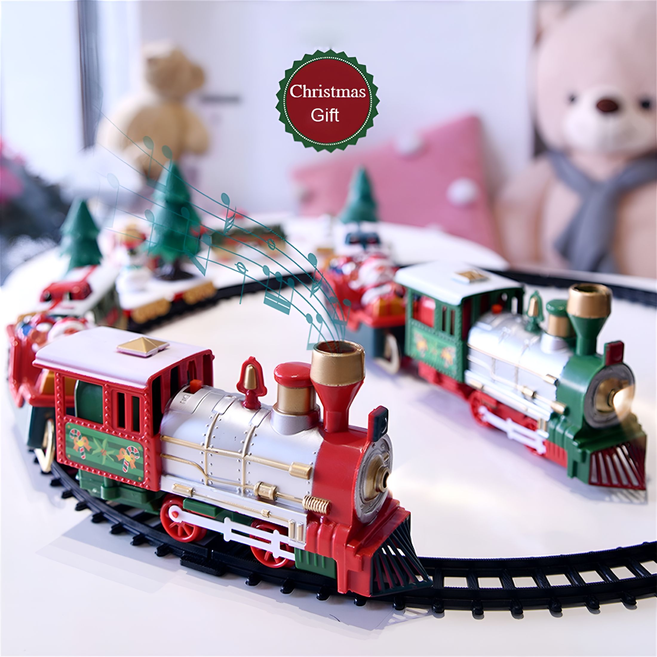 BESTSKY Lights and Sounds Christmas Train Set Railway Tracks Toys Train ...