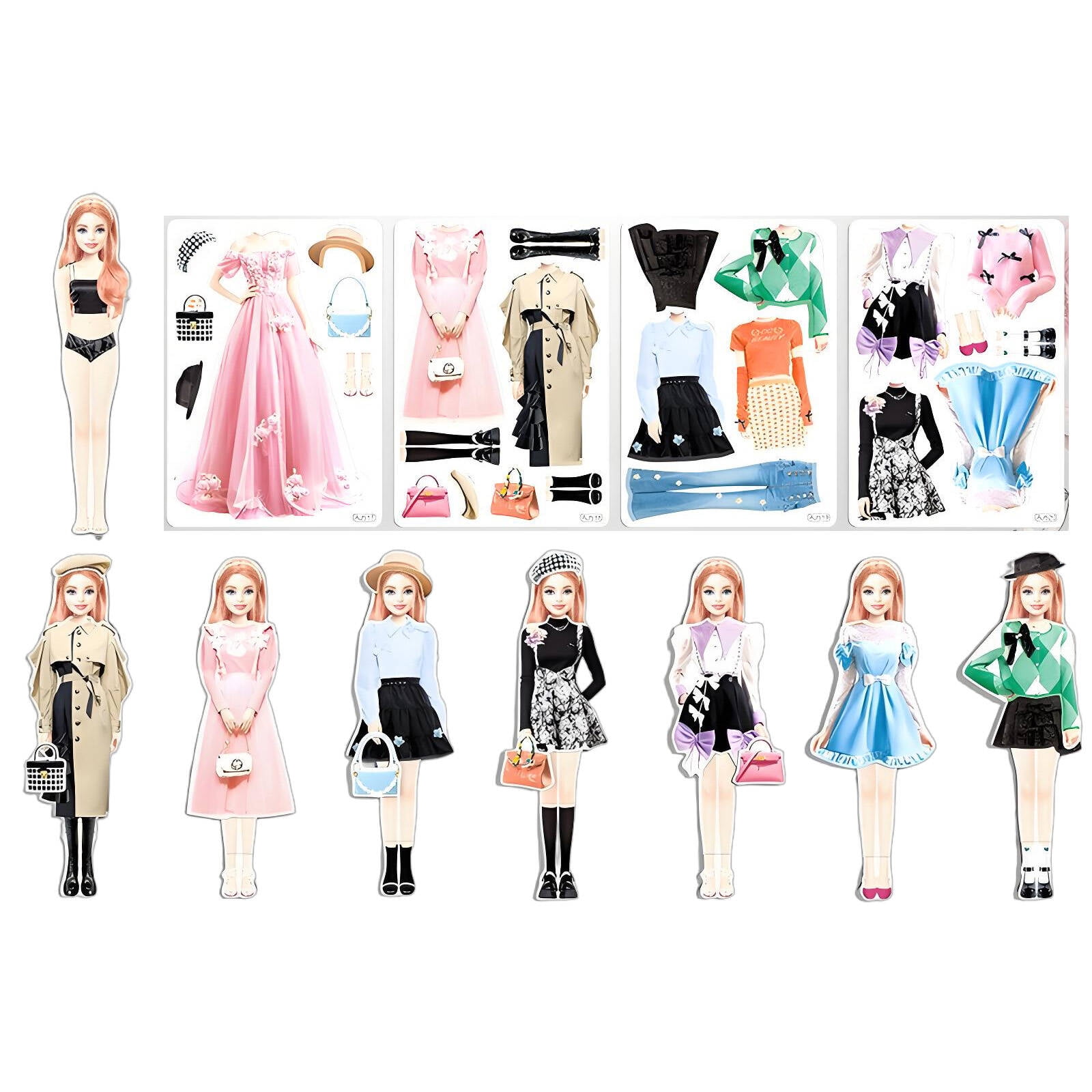 BESTSKY Magnetic Paper Dolls Fridge Magnet Function Magnetic Dress Up ...