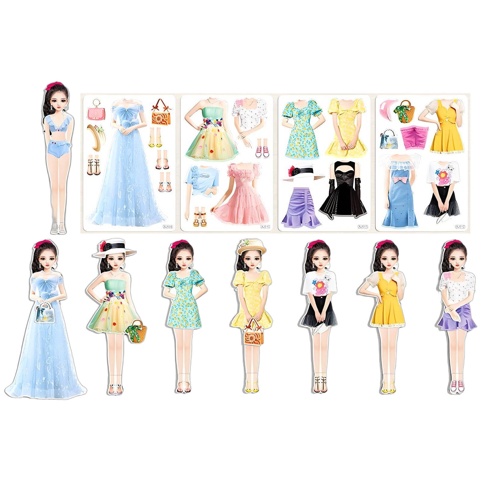 BESTSKY Magnetic Paper Dolls Fridge Magnet Function Magnetic Dress Up ...