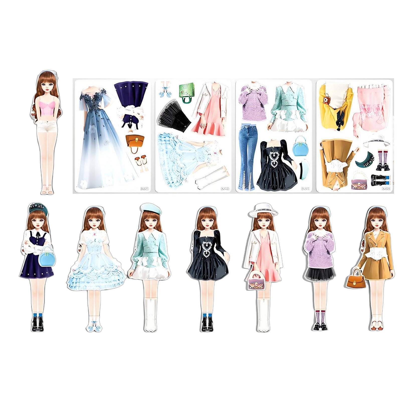 BESTSKY Magnetic Paper Dolls Fridge Magnet Function Magnetic Dress Up ...
