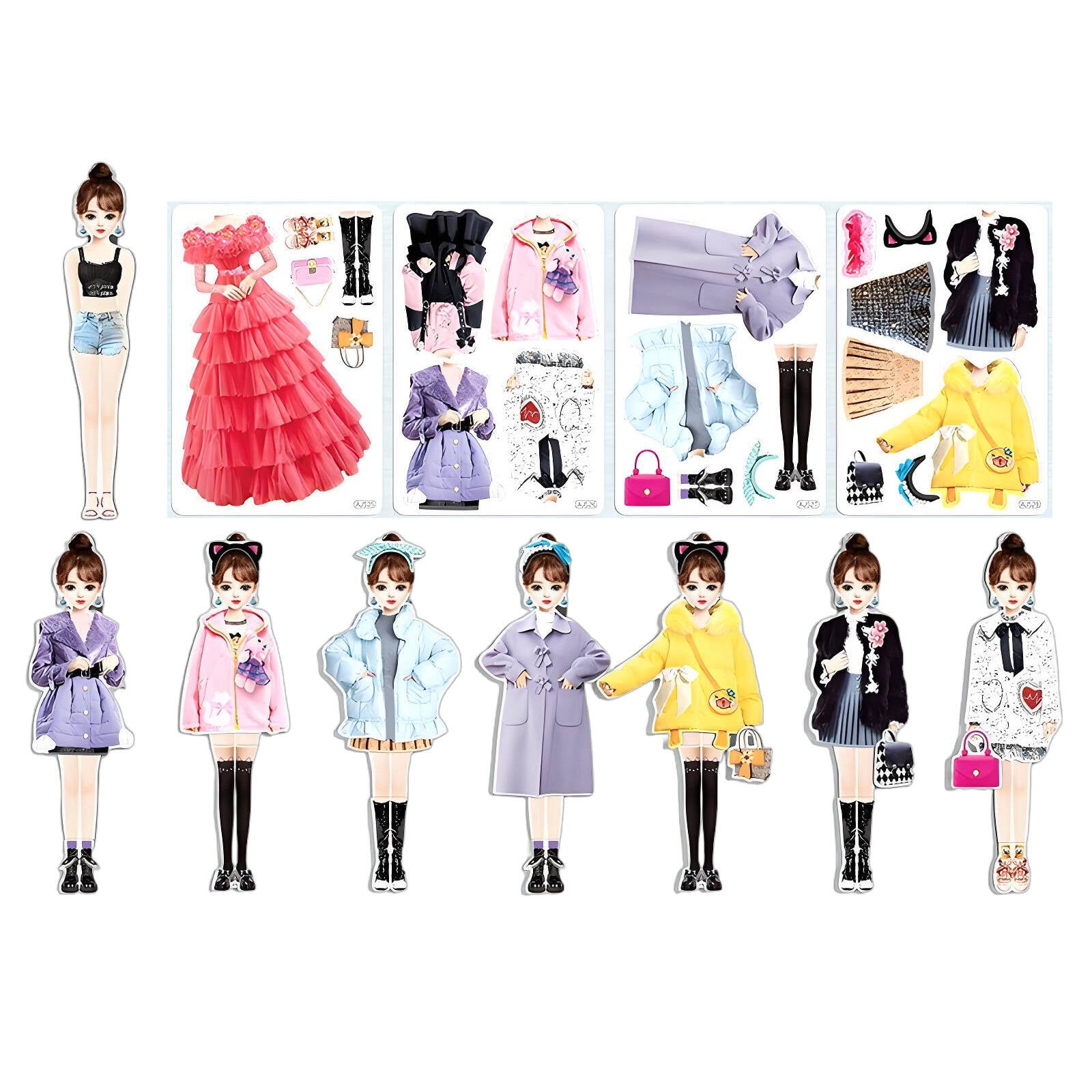 BESTSKY Magnetic Paper Dolls Fridge Magnet Function Magnetic Dress Up ...