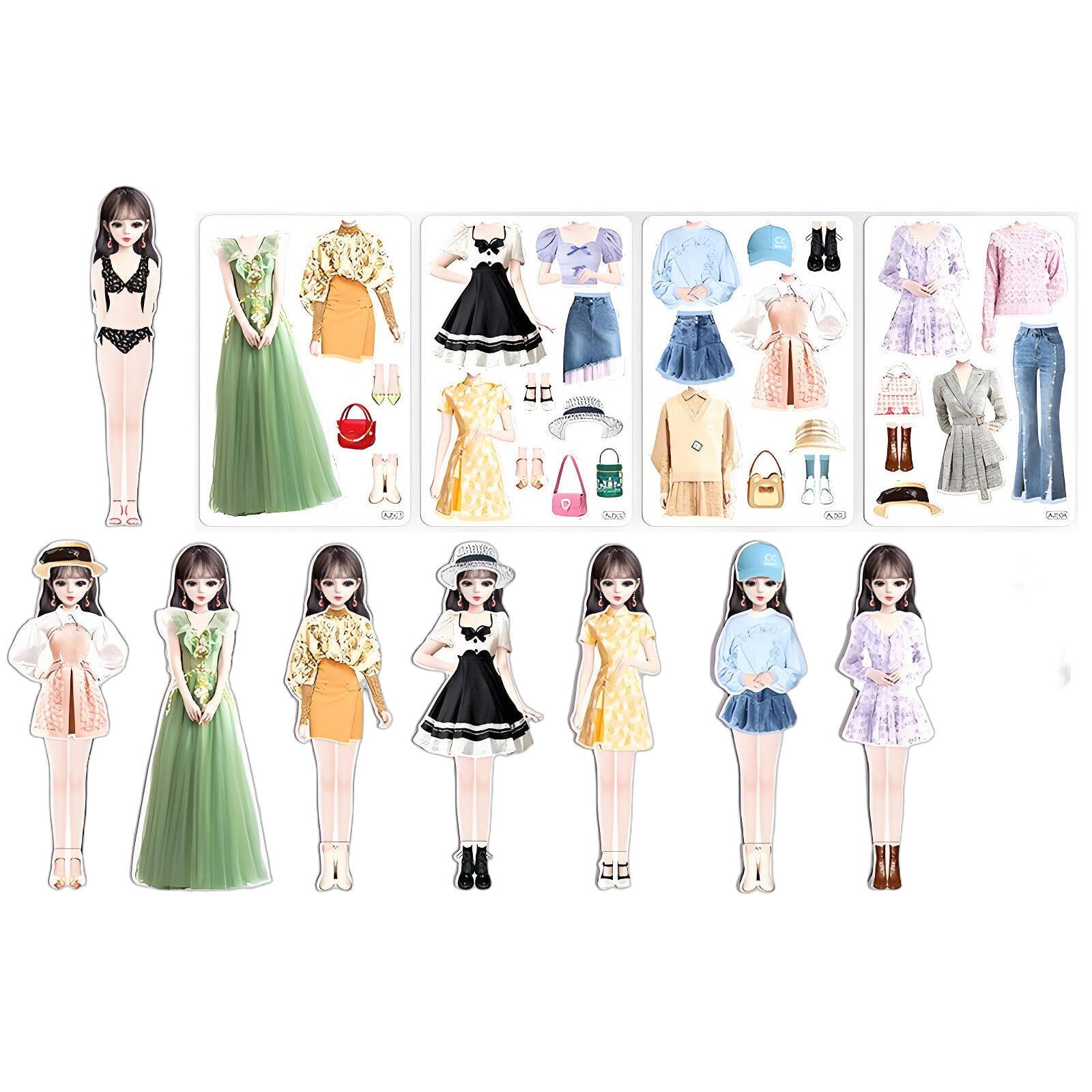 BESTSKY Magnetic Paper Dolls Fridge Magnet Function Magnetic Dress Up ...
