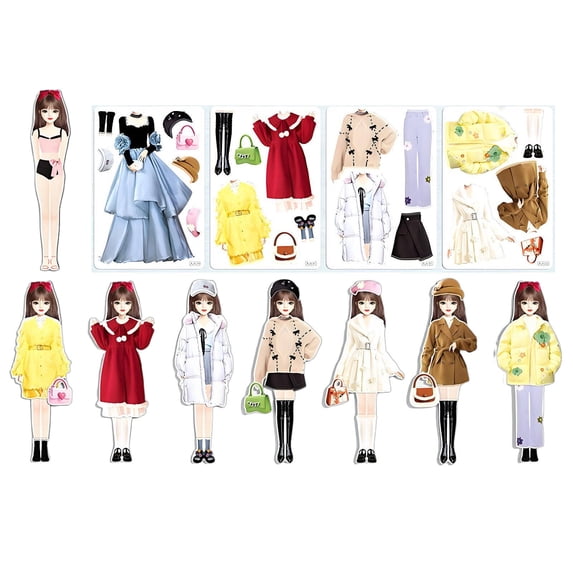 BESTSKY Magnetic Paper Dolls Fridge Magnet Function Magnetic Dress Up ...