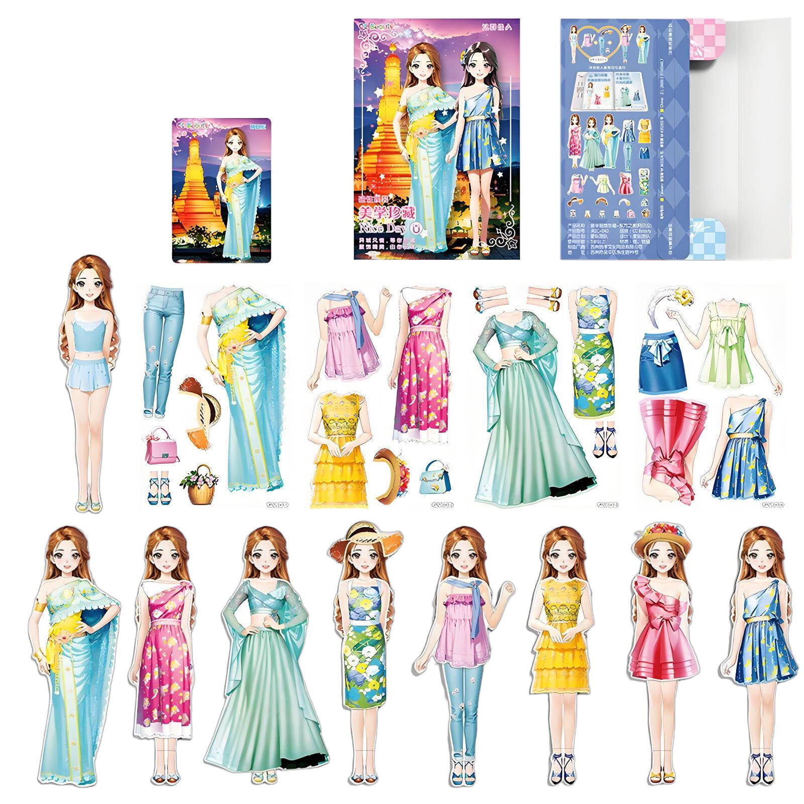 BESTSKY Magnetic Paper Dolls Magnetic Stickers Replacement Magnetic ...