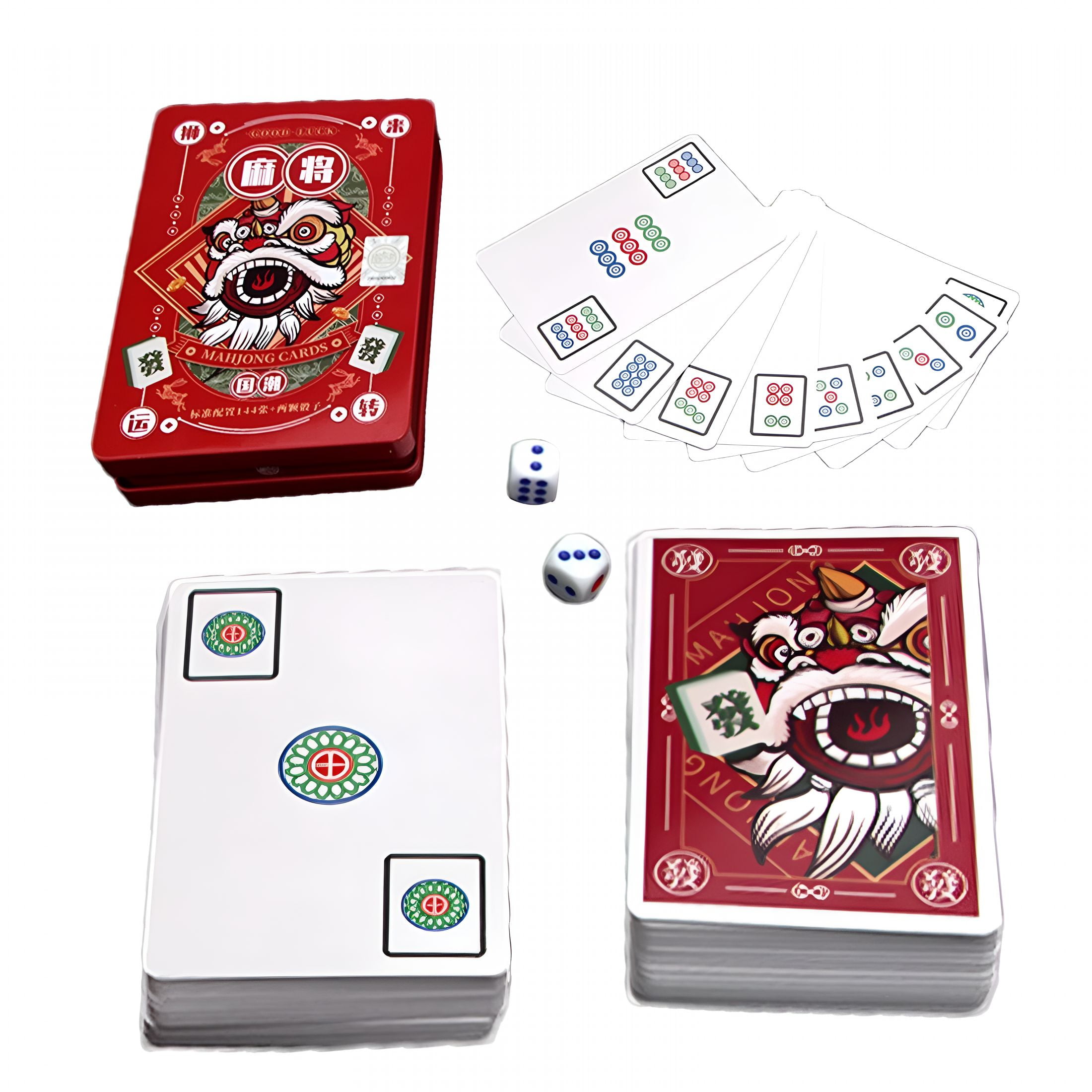 BESTSKY Mahjong Card Game Set 144 Cards with 2 Dice Enhanced ...