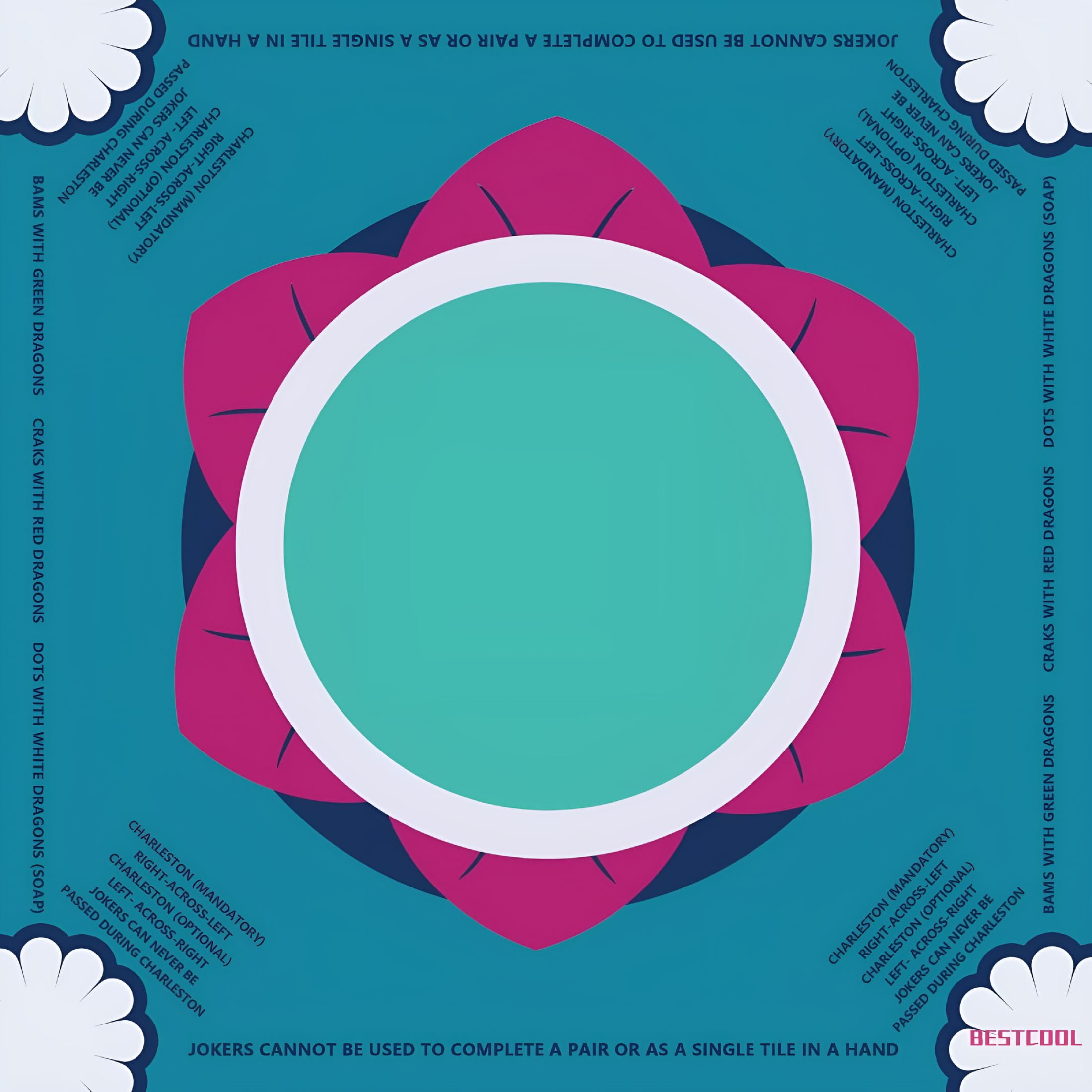 BESTSKY Mahjong Mat with Rules for Table,Odorless,Free of PAHs,No ...