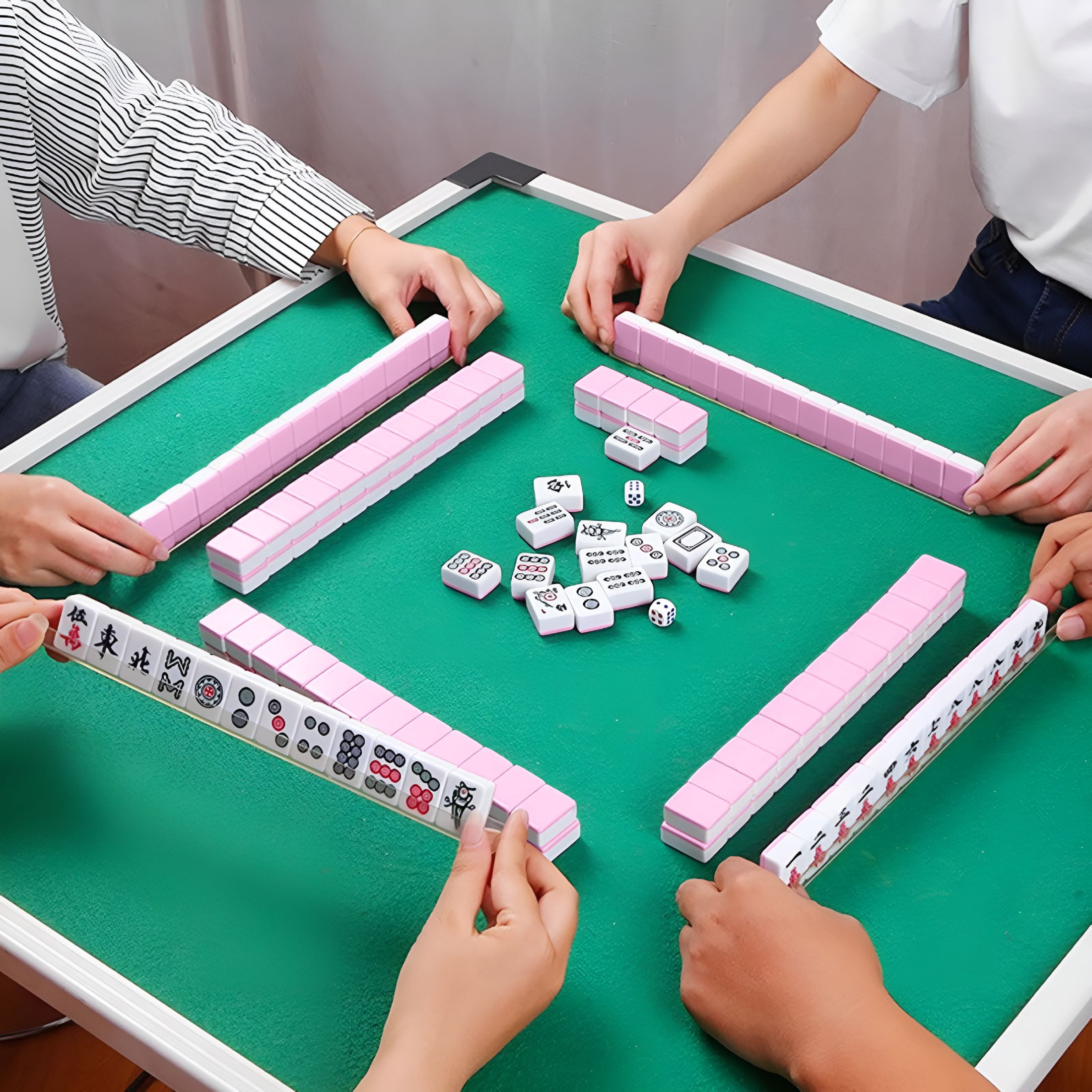 BESTSKY Mahjong Set Mahjongg Game Set with 144 Premium White Tiles 24mm ...