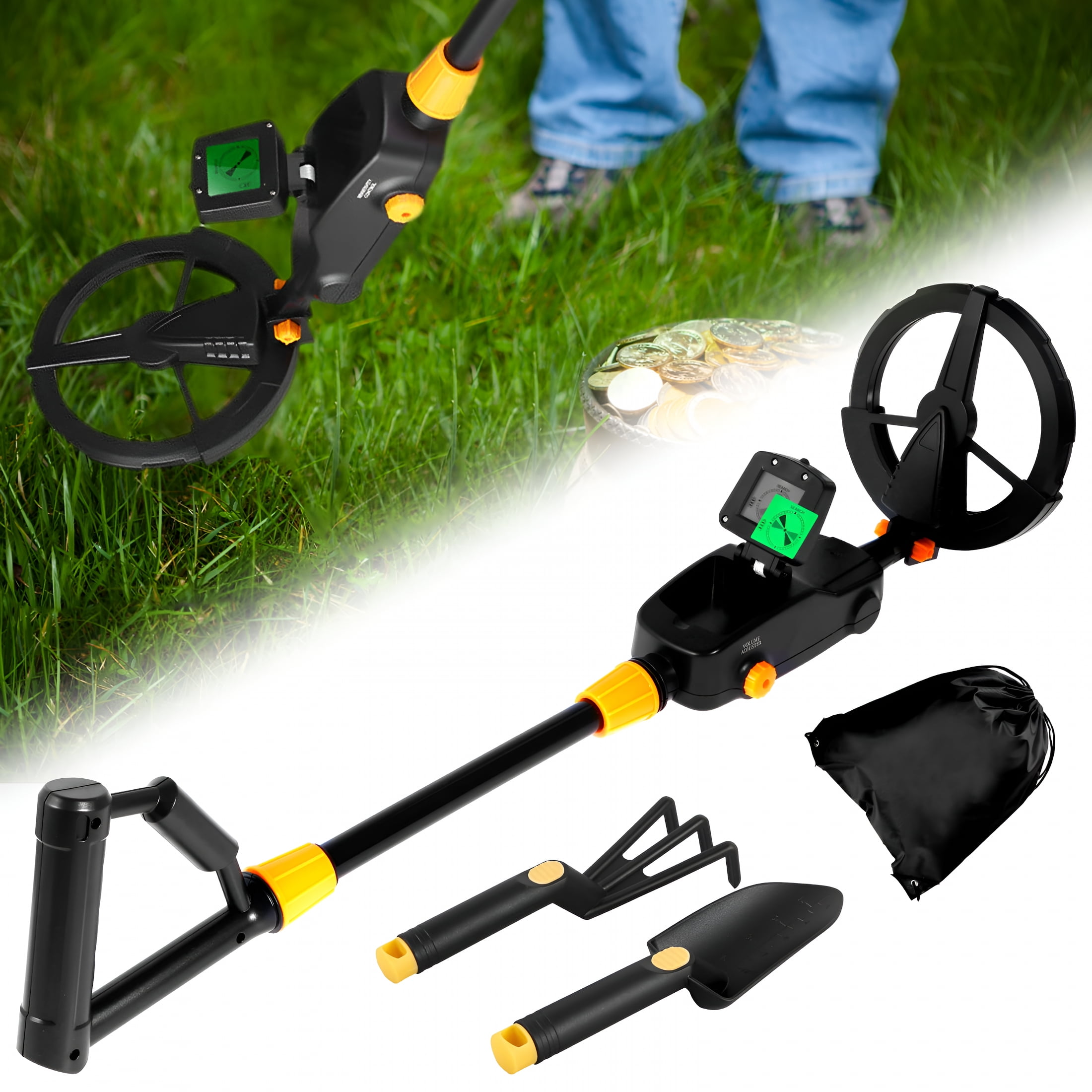 BESTSKY Metal Detector Adjustable Metal Detecting Tool Kit Gold Silver ...