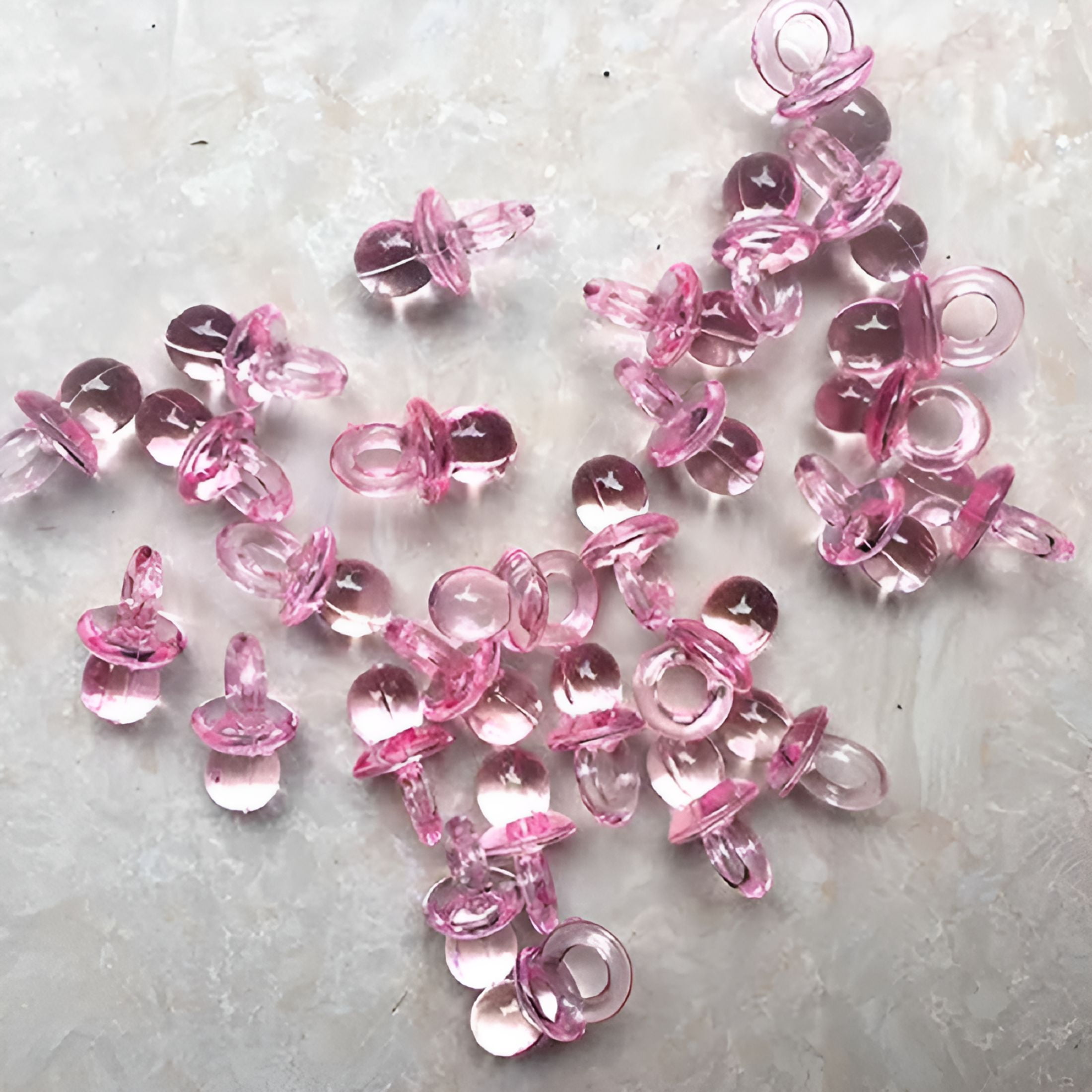 BESTSKY Mini Pacifiers Pink,50 Pcs Clear Acrylic Mini Pacifiers Baby ...