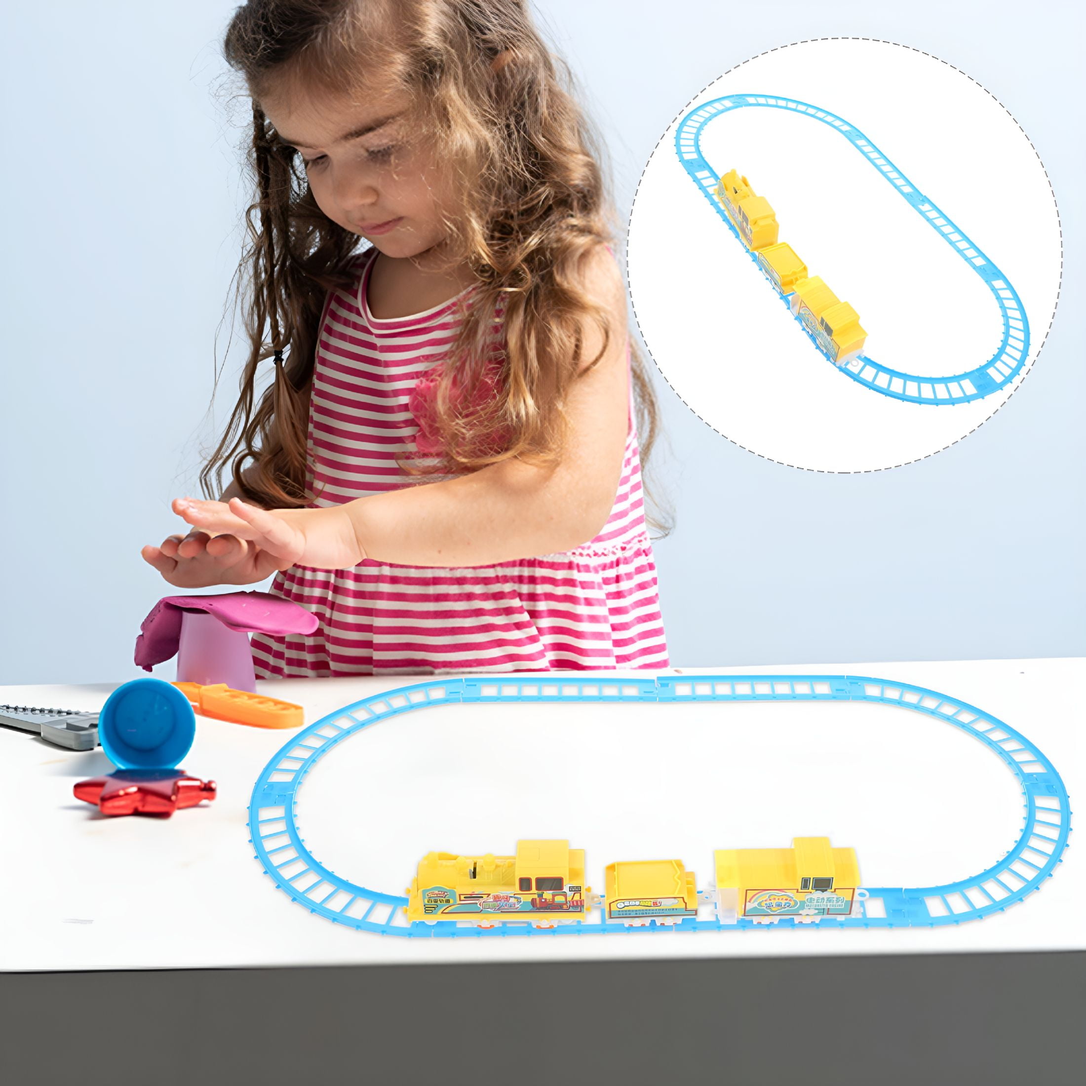 BESTSKY Model Train Set Electric Train Toy for Kids with Tracks ...