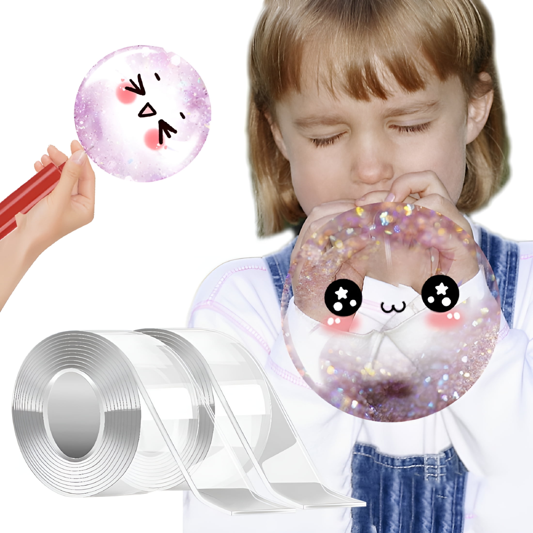 BESTSKY Nano Bubble Tape Kit with Glitter and Inflator,Nano Tape Magic ...