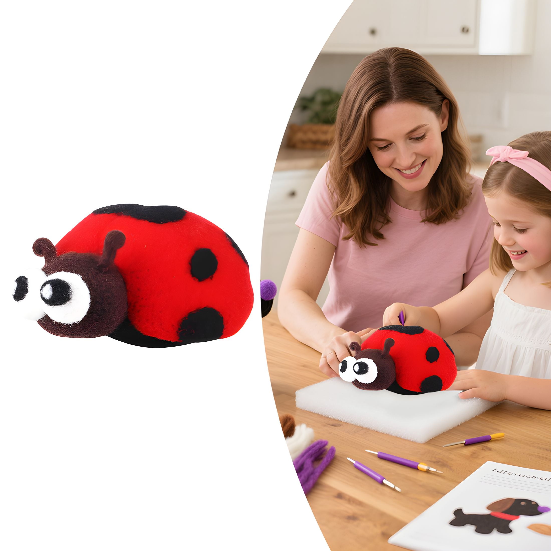 BESTSKY Needle Felting Kit,Ladybug Felting Kit with Foom Mat,Needle ...