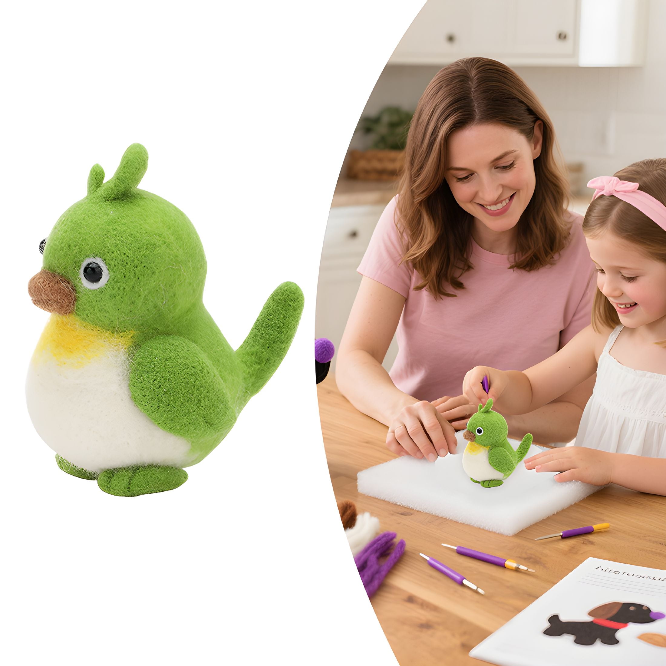 BESTSKY Needle Felting Kit,White-Eye Bird Felting Kit with Foom Mat ...