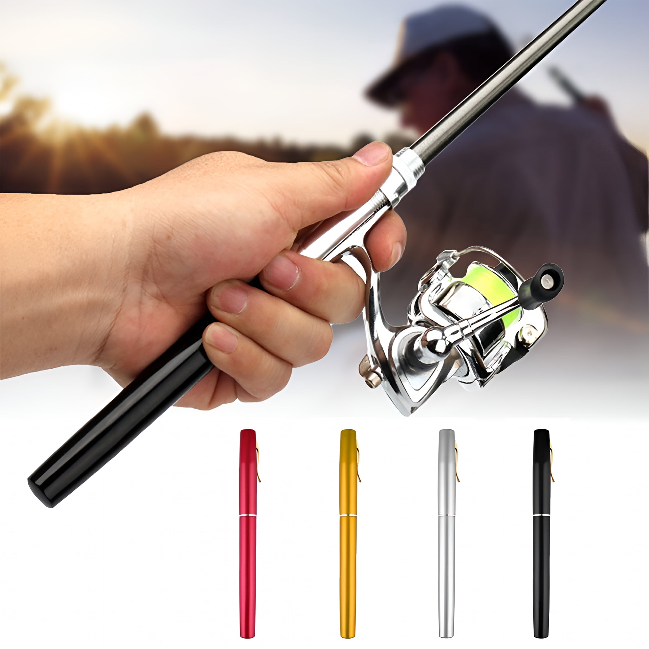 BESTSKY Outdoor Pocket Alloy Fishing Rod, Mini Pen Shape Fishing Rod ...
