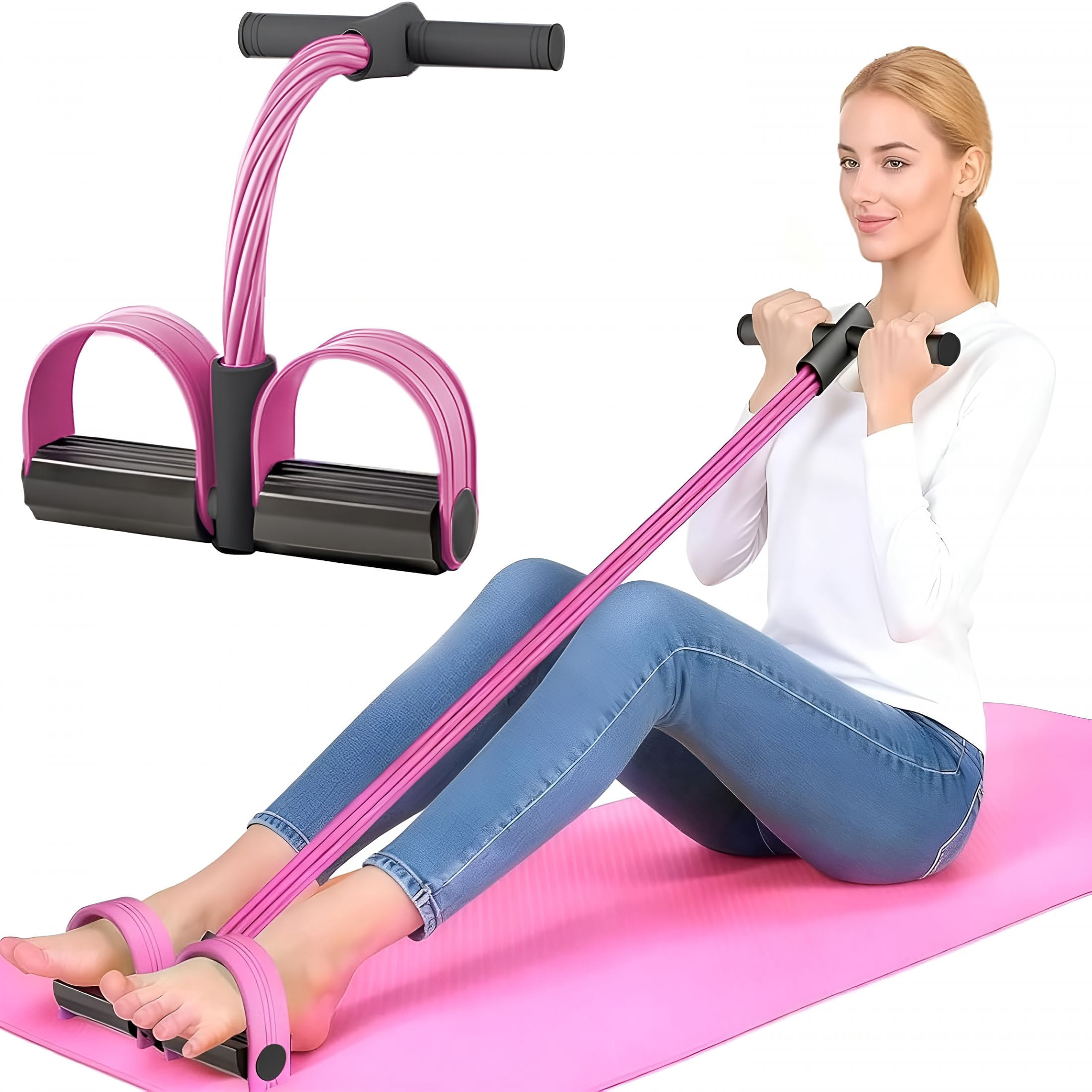 BESTSKY Pedal Resistance Band with Handle,Natural Rubber Foot ...