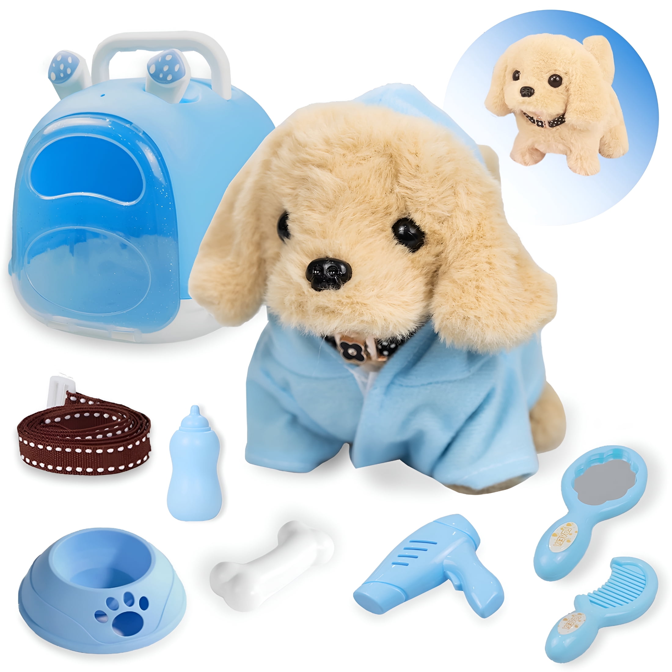 BESTSKY Pet Care Play Set,Little Plush Yellow Dog Grooming Toys with ...