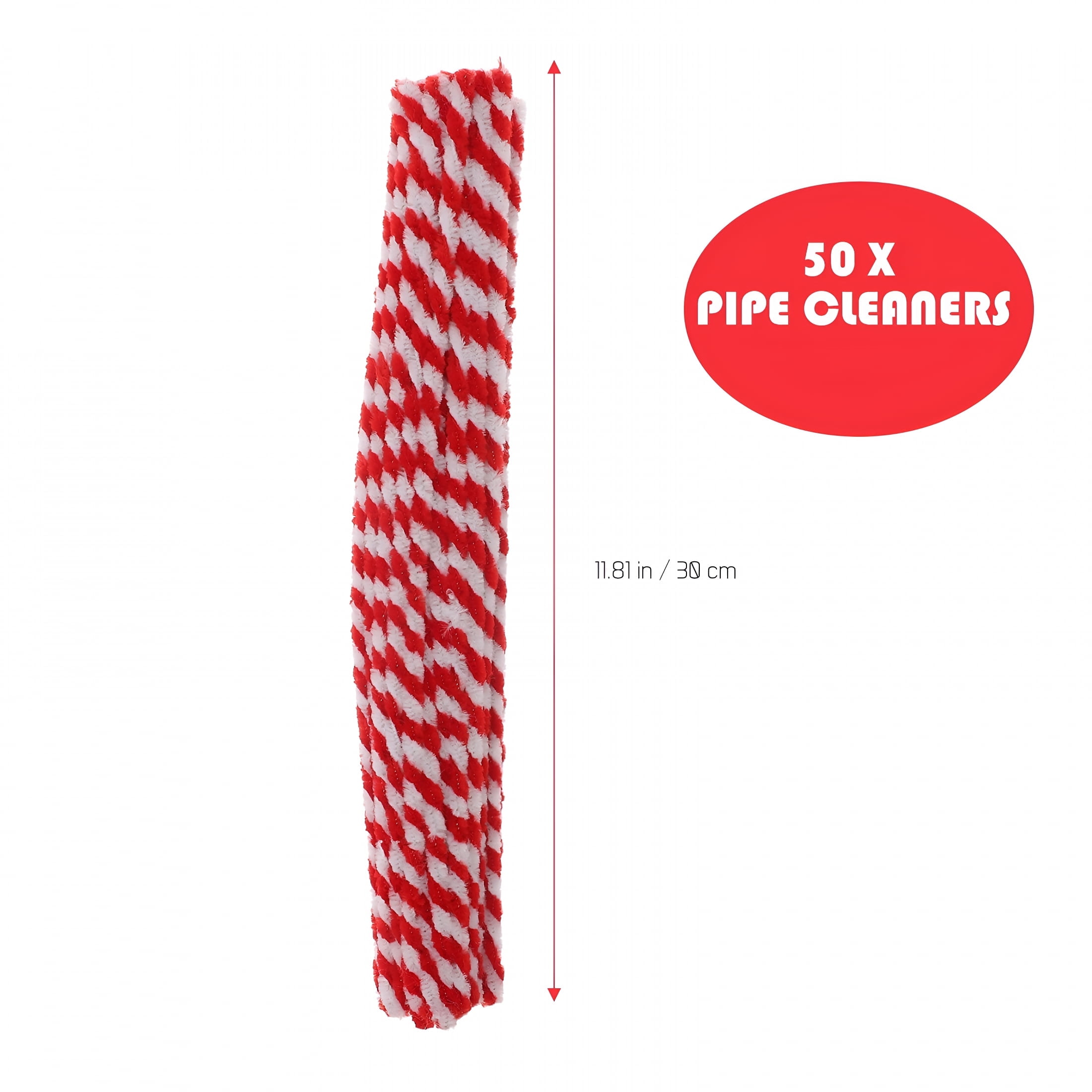 BESTSKY Pipe Cleaners 50pcs Two-tone Craft Chenille Stems Red and White ...