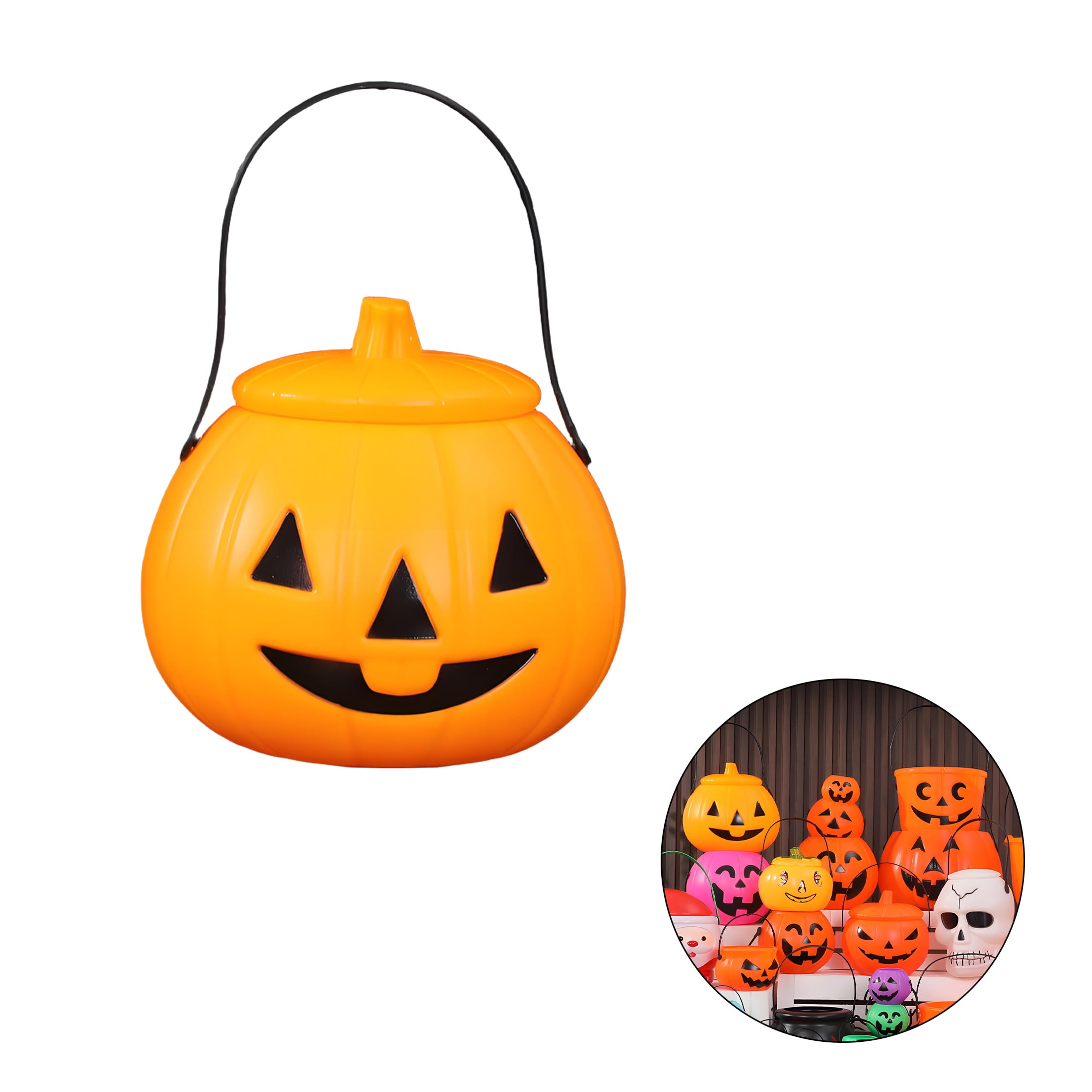 BESTSKY Plastic Pumpkin Bucket,Pvc Non-Toxic Design Pumpkin Decorations ...