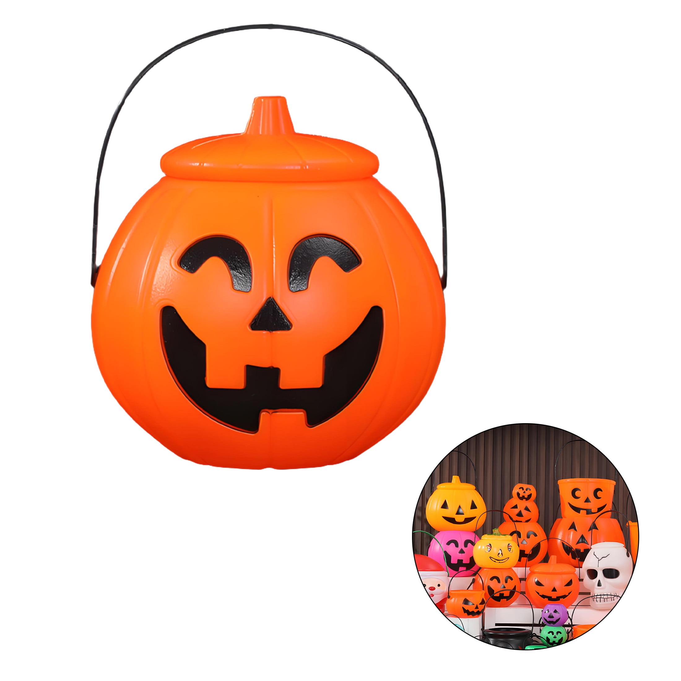 BESTSKY Plastic Pumpkin Bucket,Trick-Or-Treat Candy Bucket Plastic ...