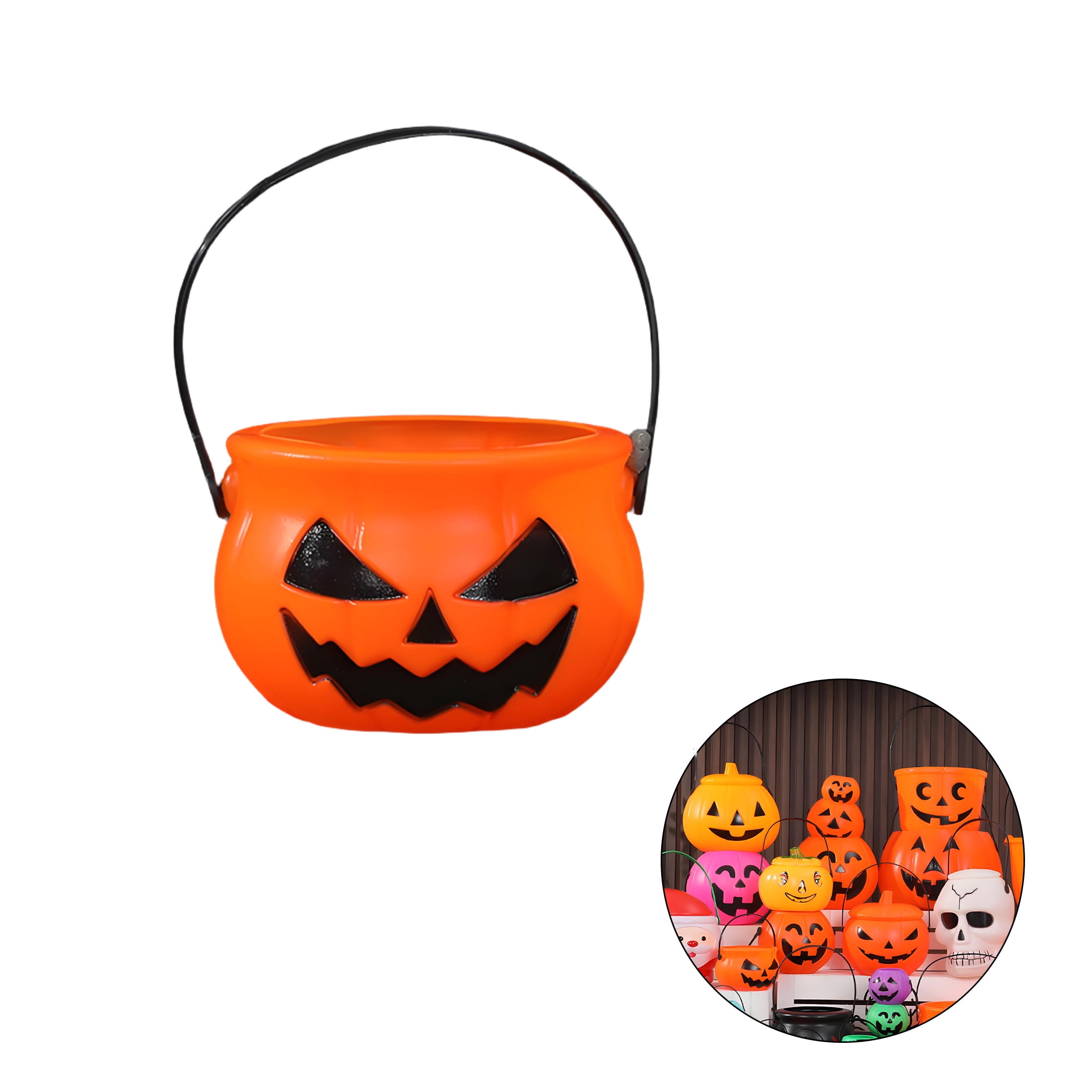 BESTSKY Plastic Pumpkin Bucket,Trick-Or-Treat Companion Halloween ...