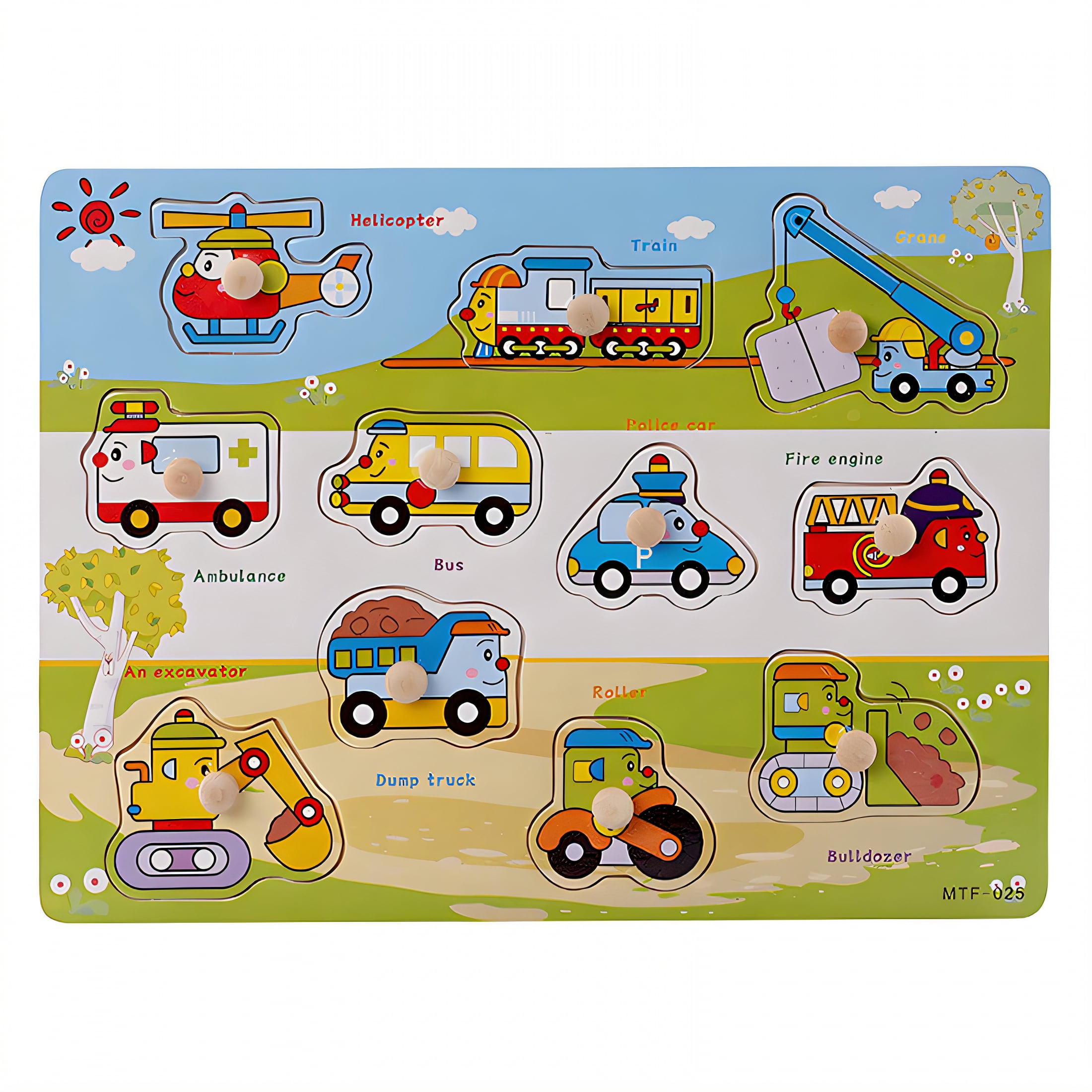 BESTSKY Puzzle Board,Hand Grasp Handle Wooden Puzzles for Toddlers 1-3 ...