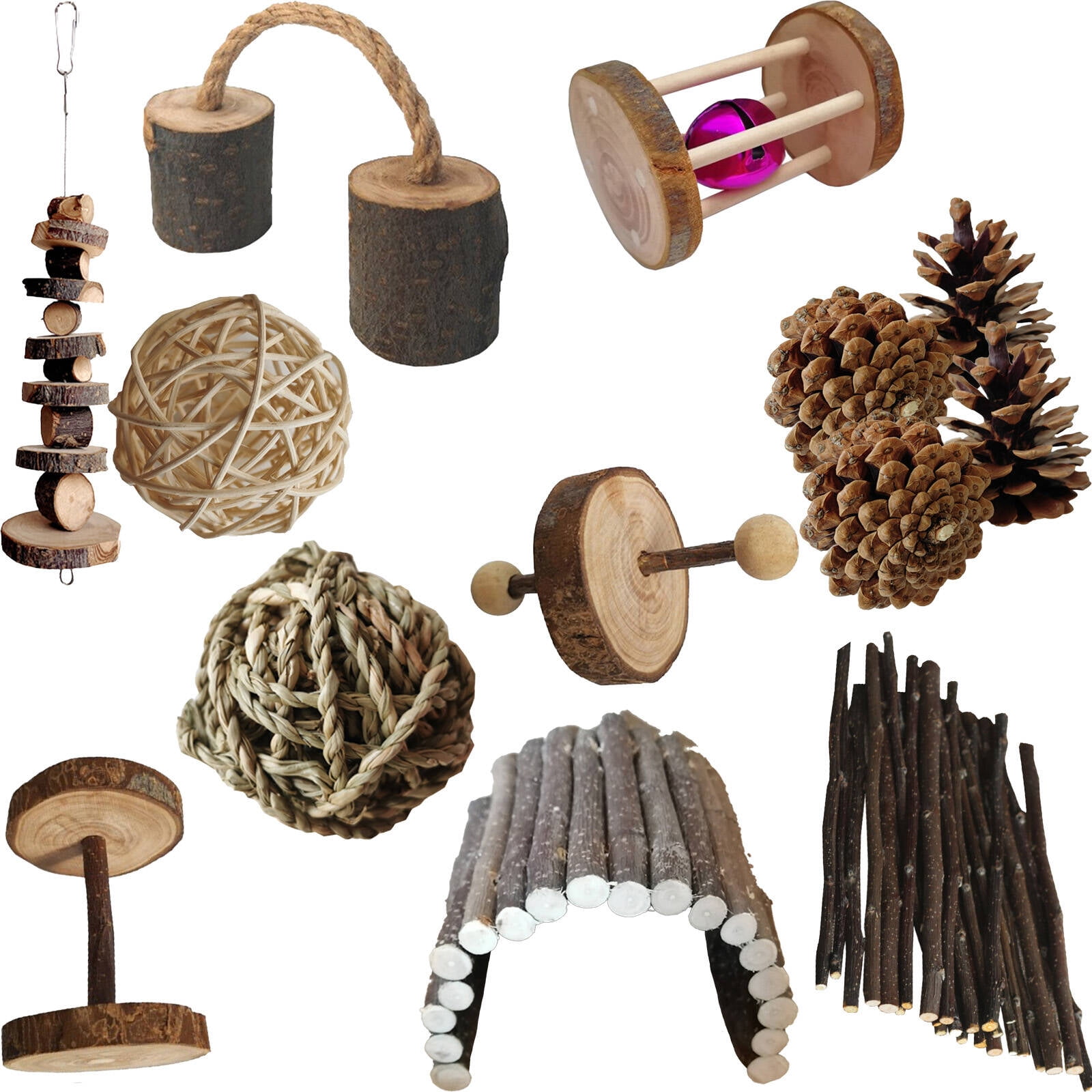 BESTSKY Rabbit Chew Toys,99% Natural Applewood Rabbit Toys,Handcrafted ...