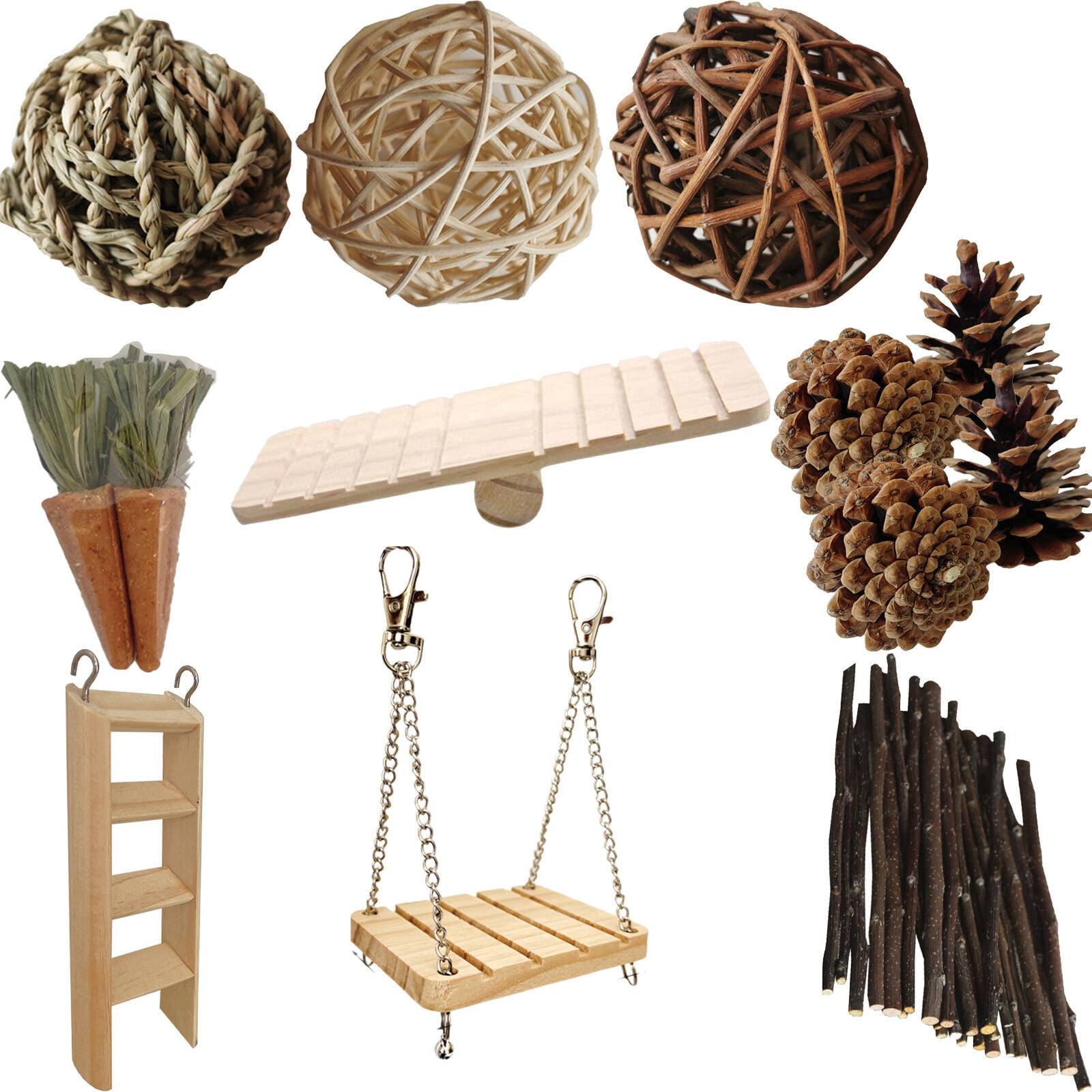 BESTSKY Rabbit Chew Toys,99% Natural Applewood Rabbit Toys,Handcrafted ...