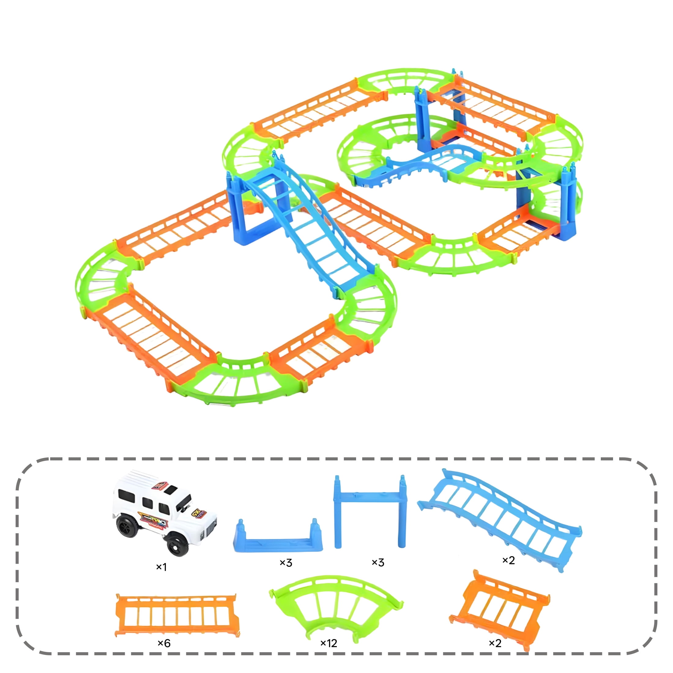 BESTSKY Race Track,Double-Layer Track Slot Car Race Track Sets,with 28 ...