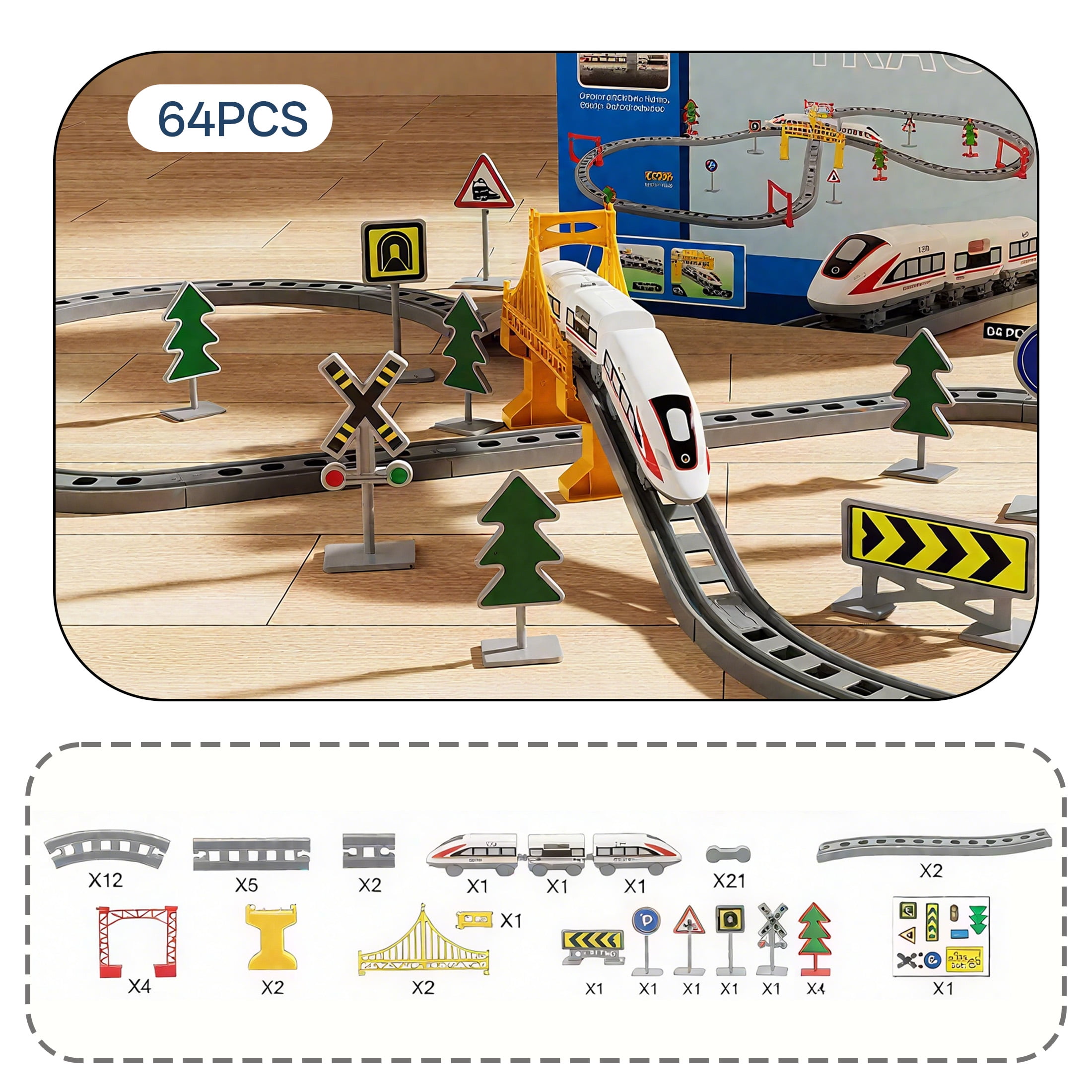 BESTSKY Race Track,High-Speed Rail Race Track for Toddlers 1-3,with 64 ...