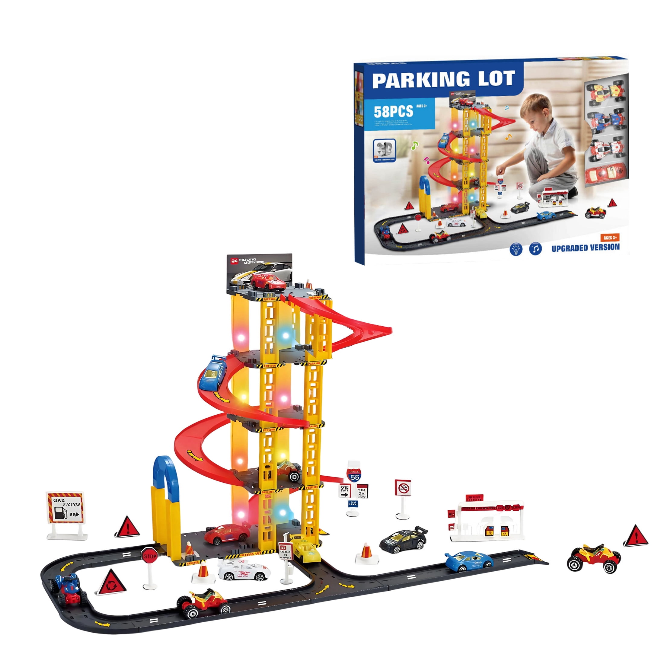 BESTSKY Race Track,Parking Lot Car Track,with 1 Parking Lot,3 ...