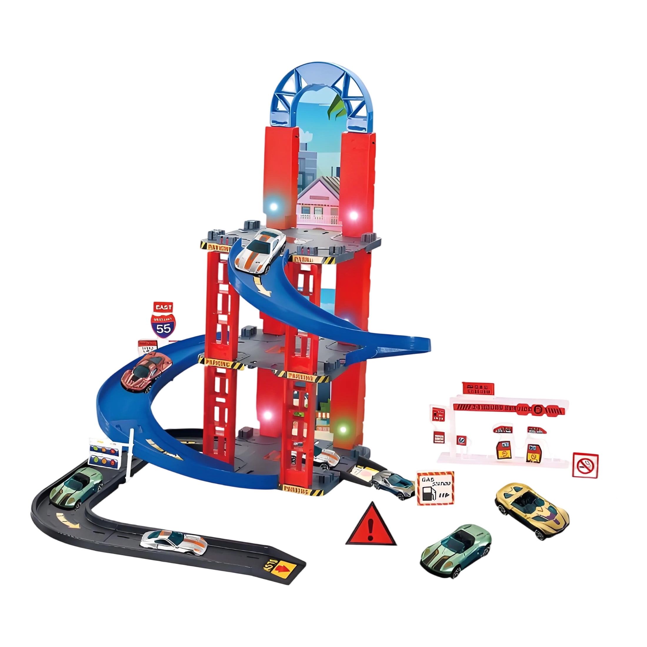 BESTSKY Race Track,Parking Lot Car Track,with 1 Parking Lot,4 Simulated ...