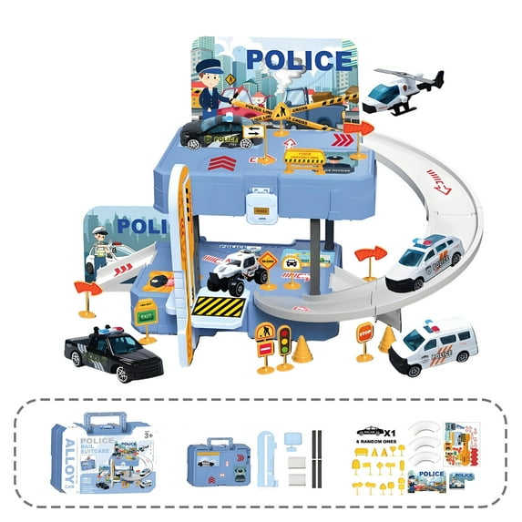 BESTSKY Race Track,Police Car Race Car Track,with 31-Piece Set Race ...
