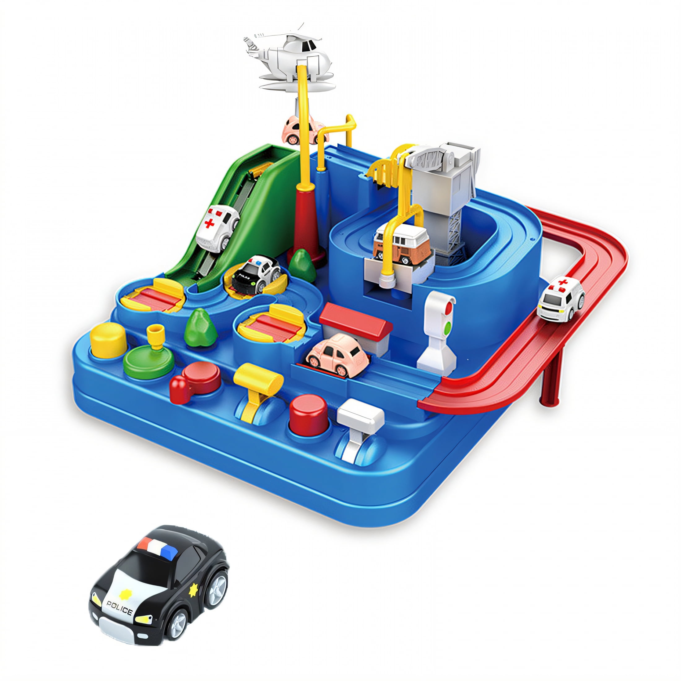 BESTSKY Race Tracks for Kids Ages 4-8,Adventure Track Kids Car Track Set,Color Recognition Car ...